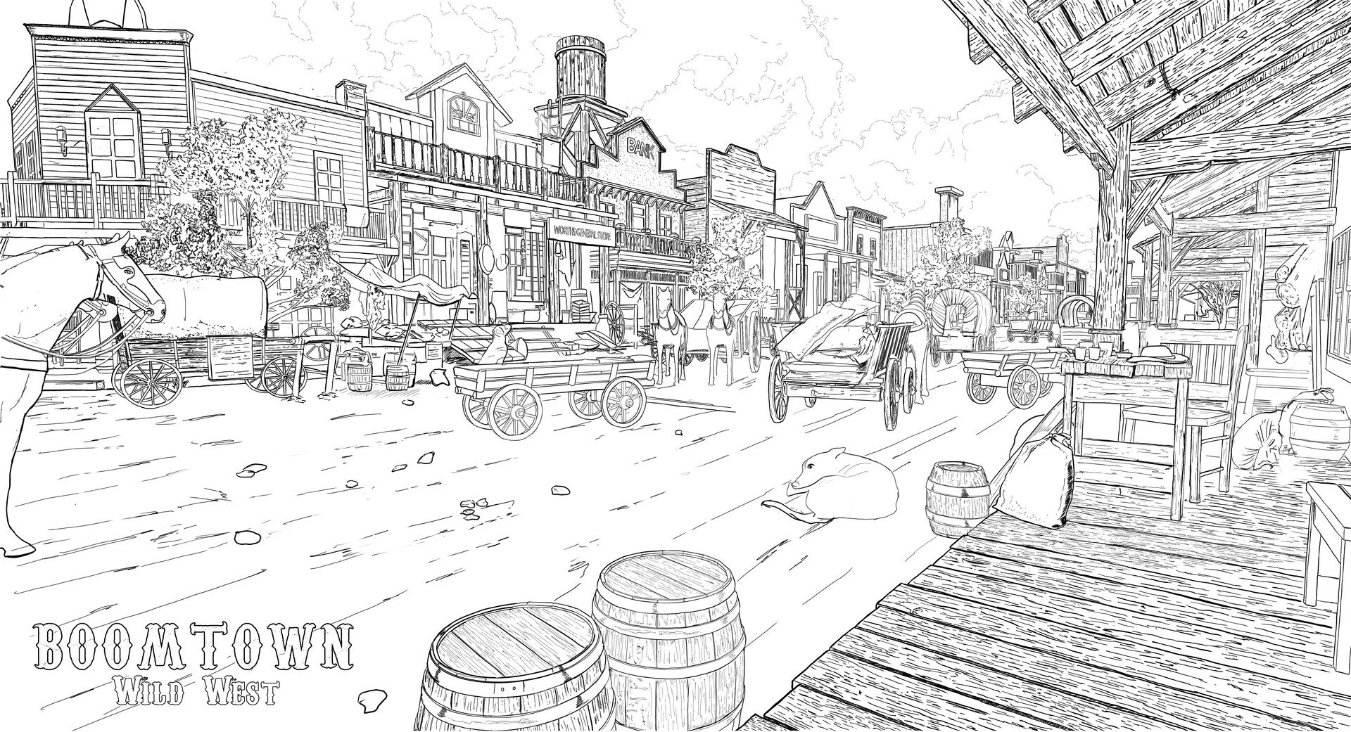 old western town coloring pages