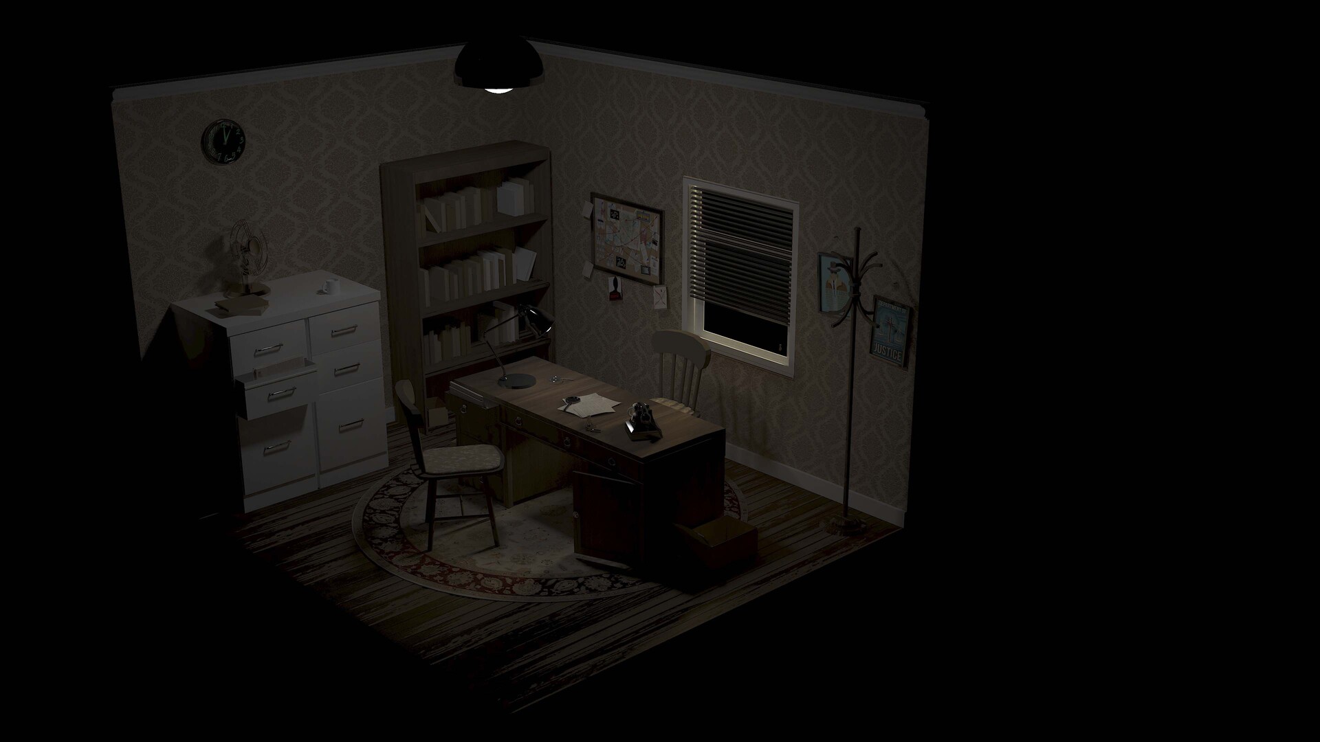 ArtStation - Isometric Detective room