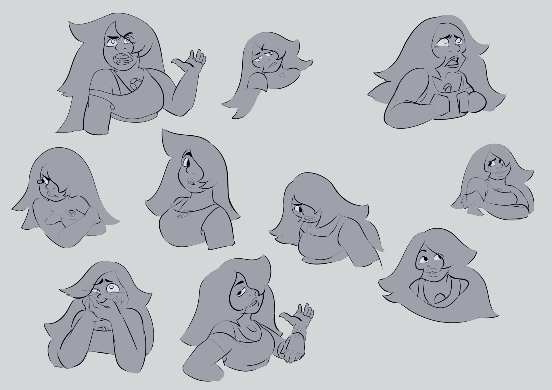 ArtStation - Character Expressions Sheet - Amethyst