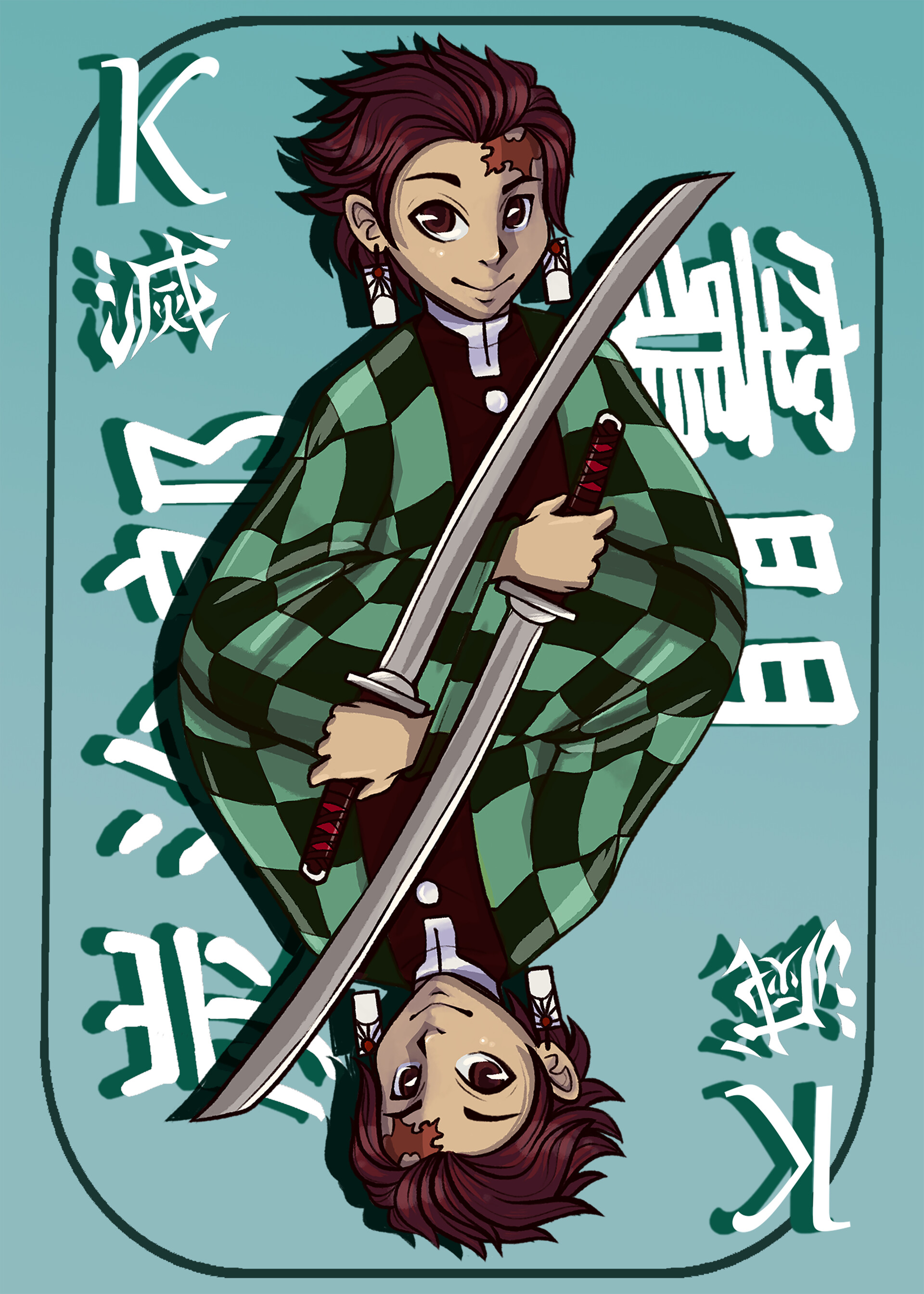 ArtStation - Demon Slayer - Tanjiro Playing Card
