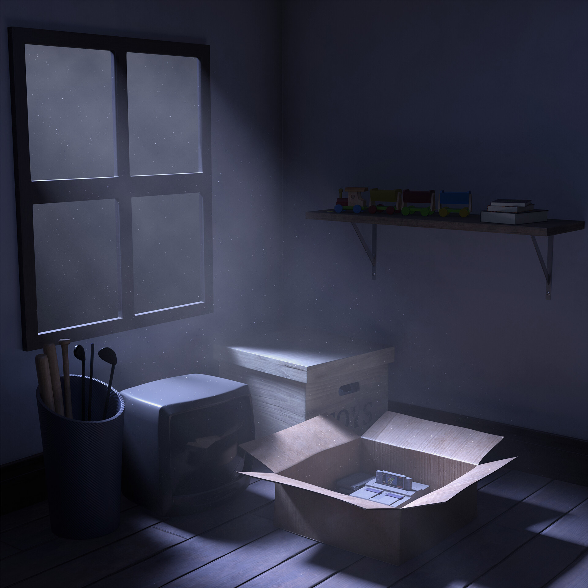 ArtStation - OLD SNES in a dusty attic.