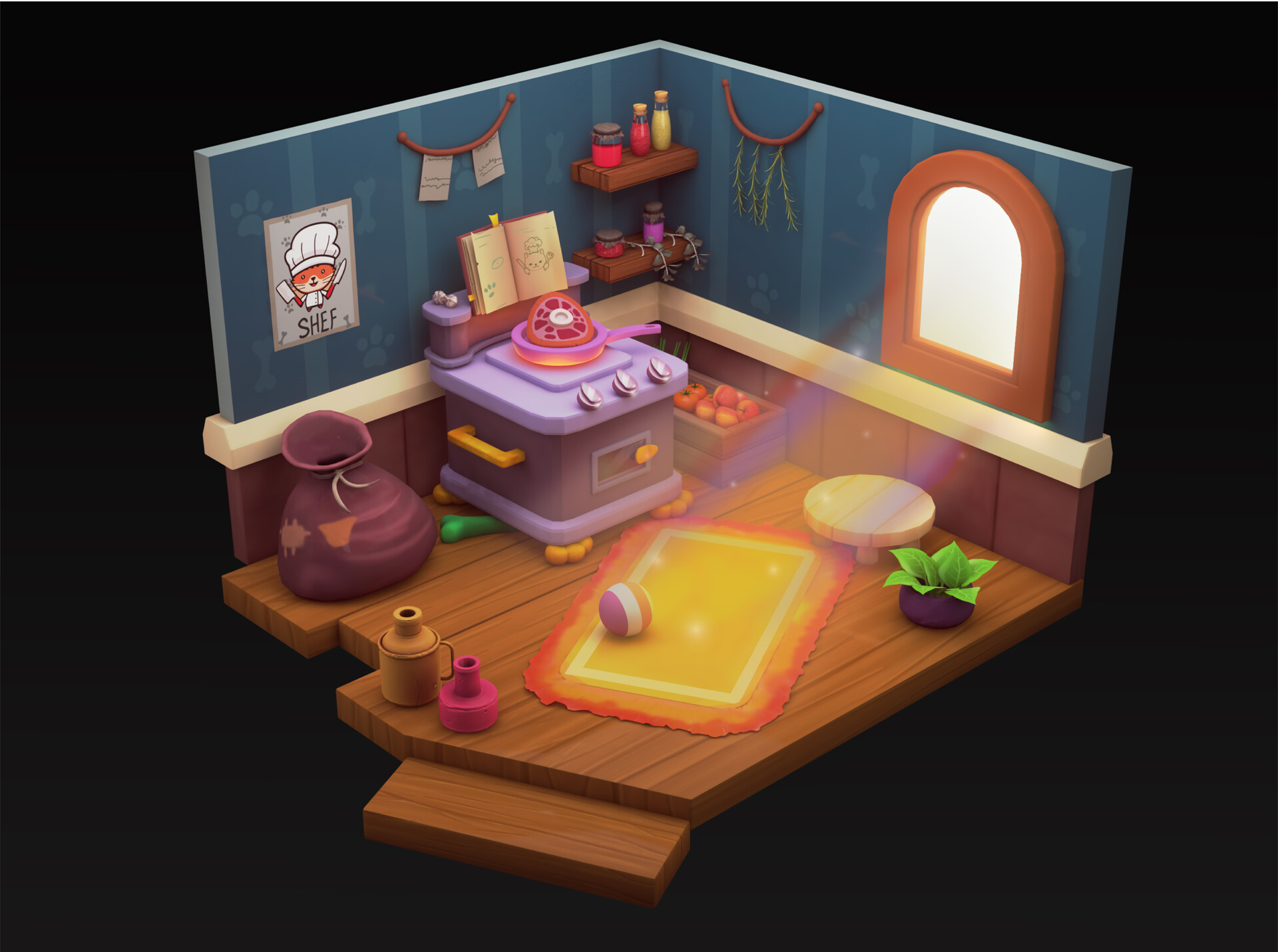 ArtStation - 3d isometric kitchen