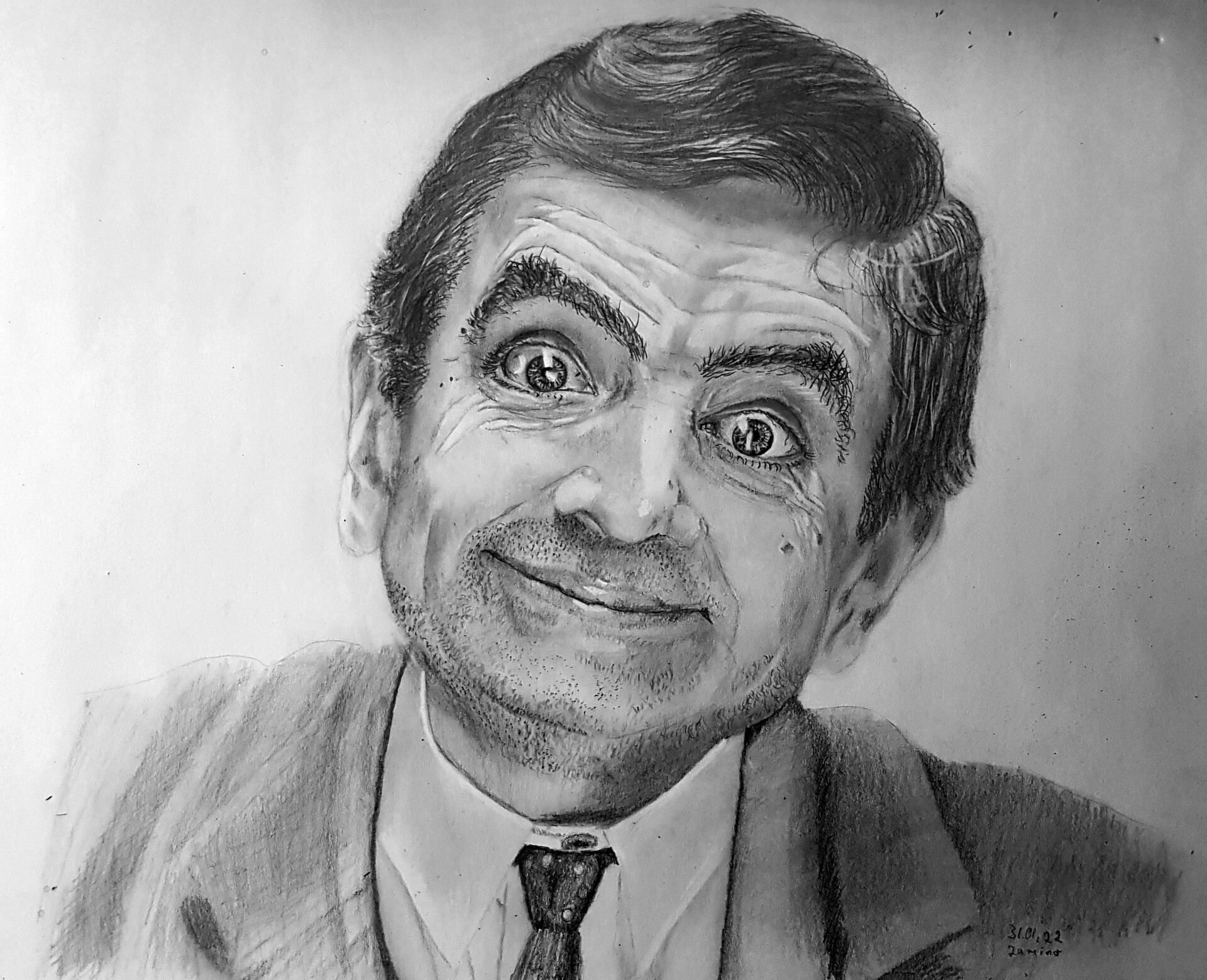 ArtStation - Graphite-Drawing 003: Rowan Atkinson aka Mr. Bean - Kohle ...
