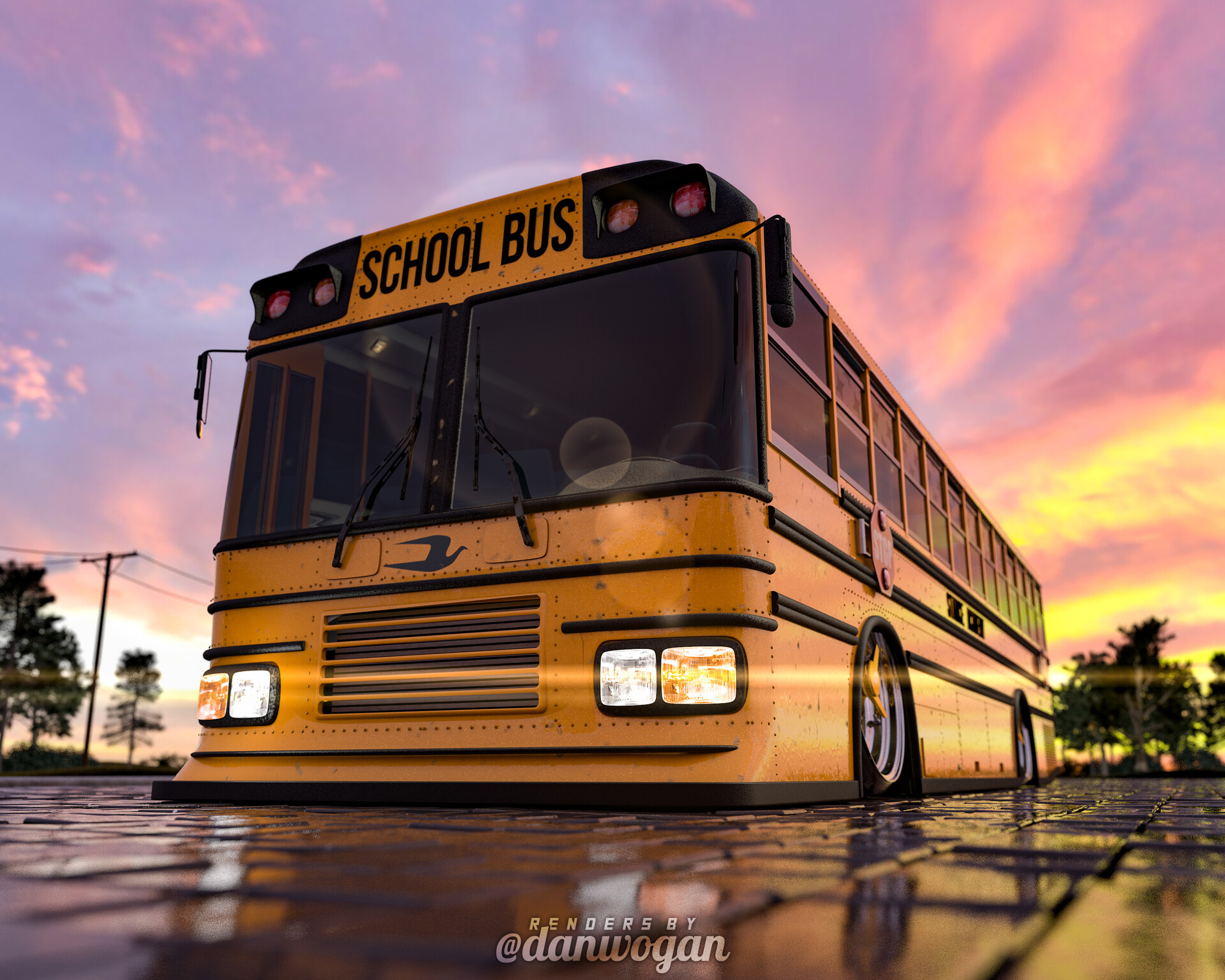 Daniel Wogan - Stanced School Bus 3D Render