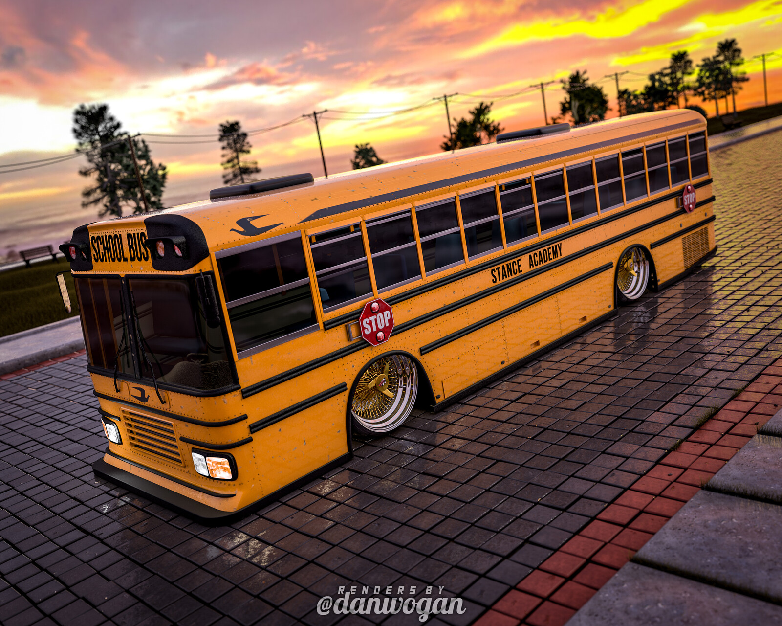 Daniel Wogan - Stanced School Bus 3D Render
