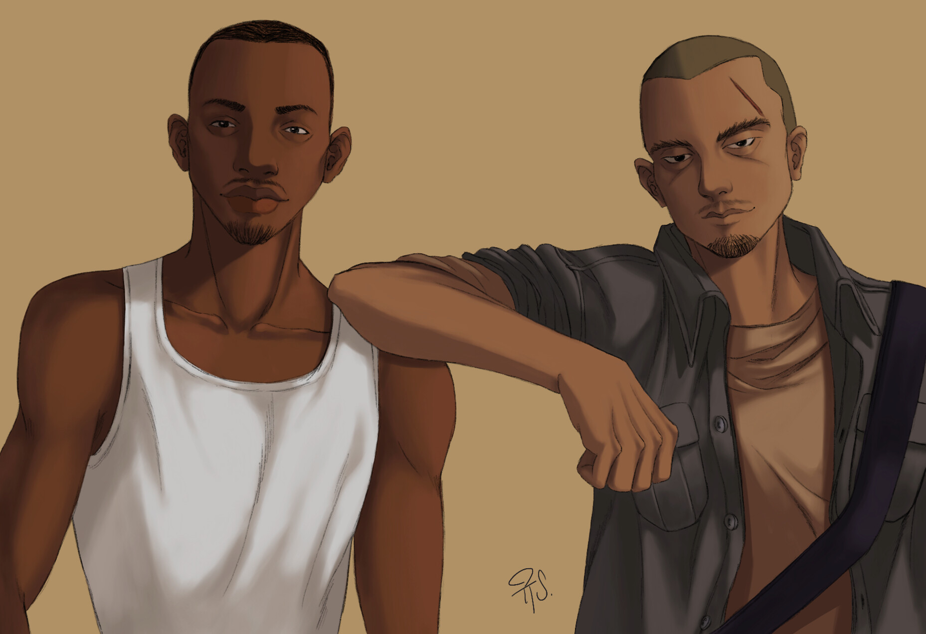 ArtStation - Request - CJ and James Earl Cash as friends