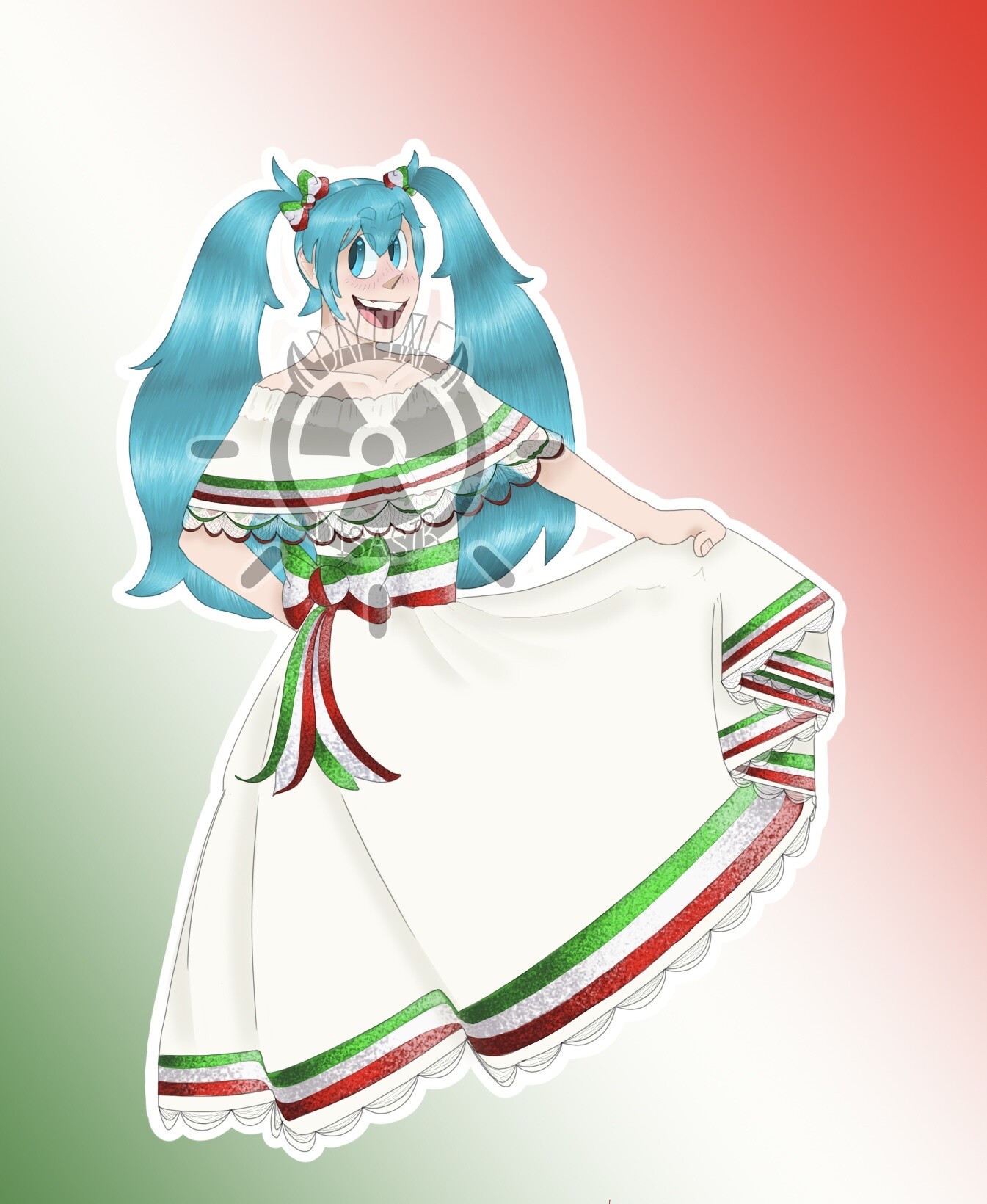 ArtStation - Hatsune miku in mexican florclorico dress
