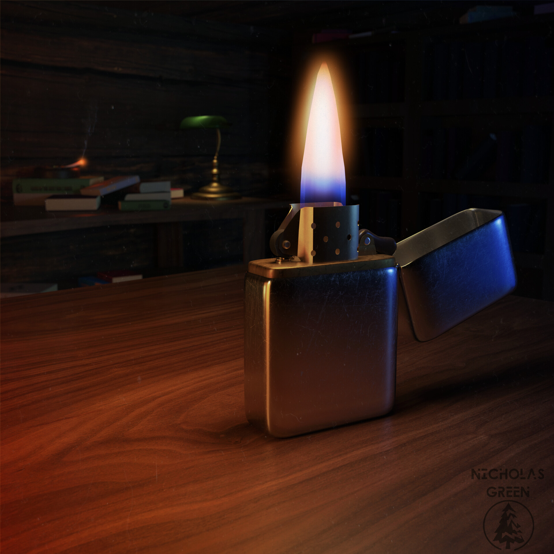 ArtStation - Lighter Asset + Library Scene