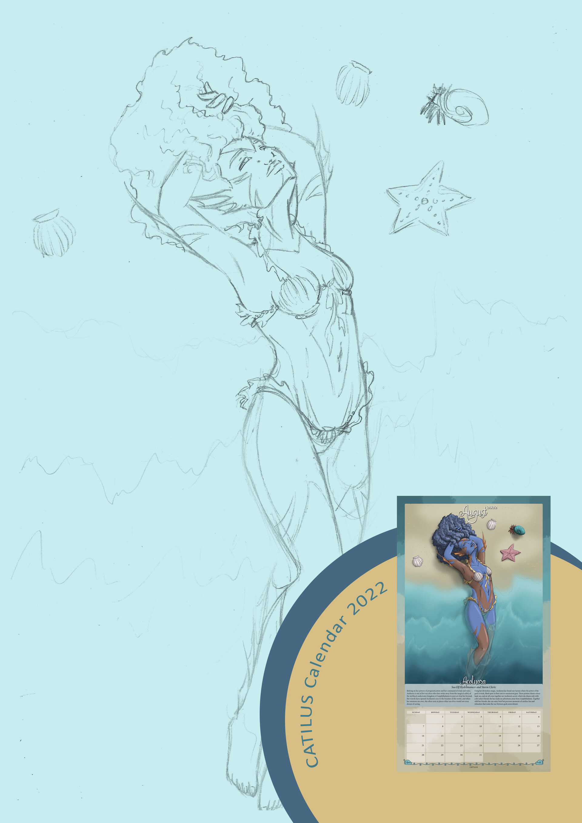 ArtStation - Aeolnora, Sea Elf Hydromancer and Storm Cleric – D&D Character Pin-Up