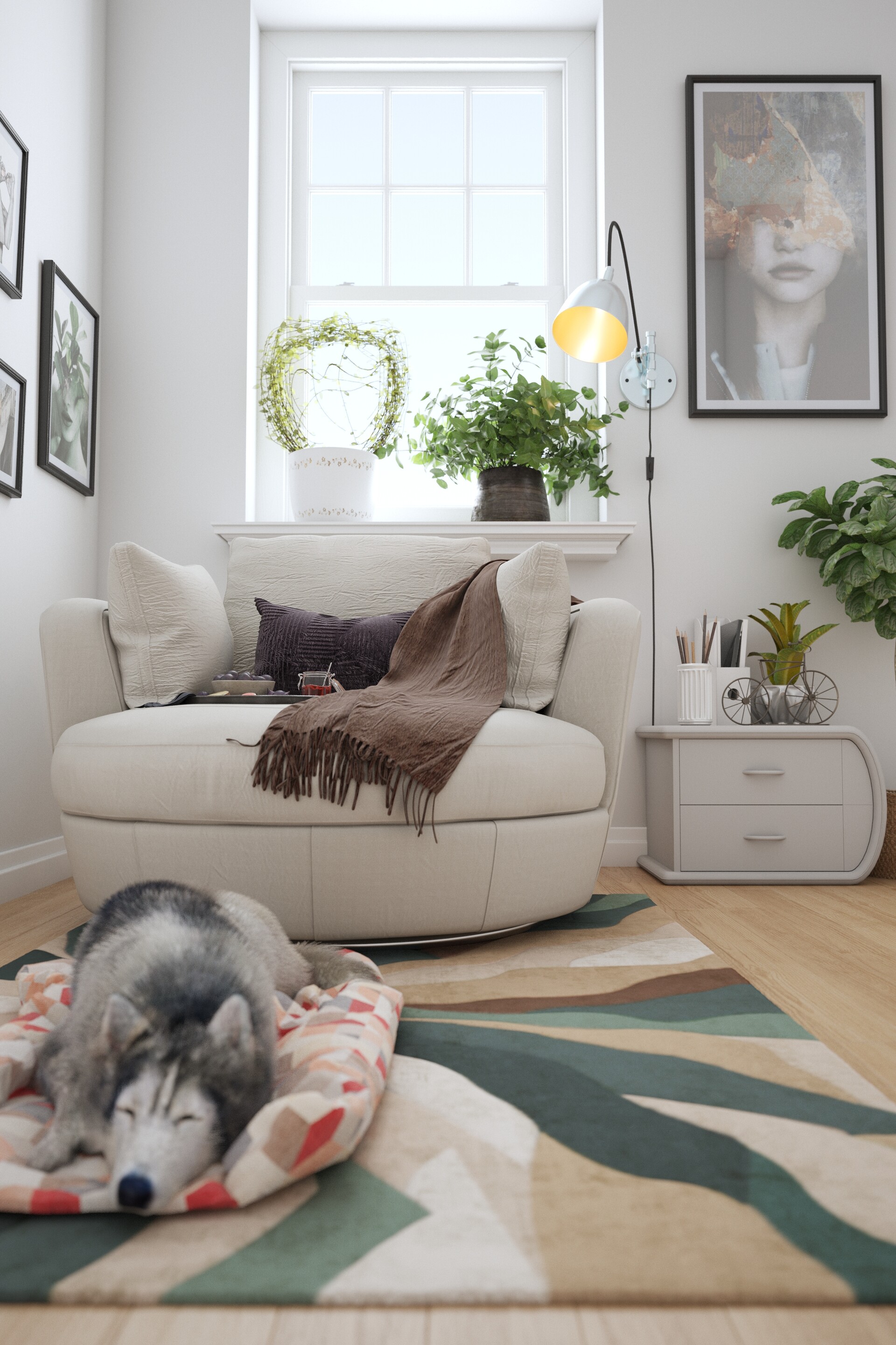 ArtStation - Sleeping Husky