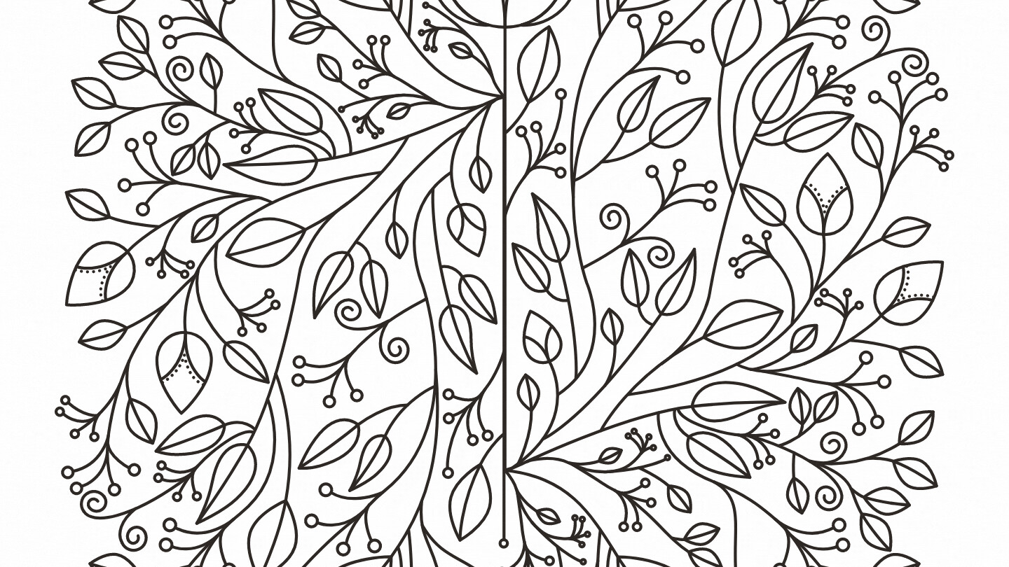 ArtStation - Black and White Line Art Flower Leaves Coloring Book
