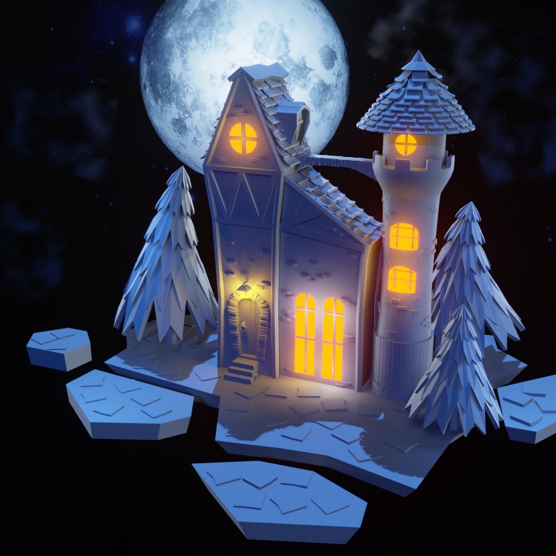 ArtStation - Render of the scene "House with the moon"