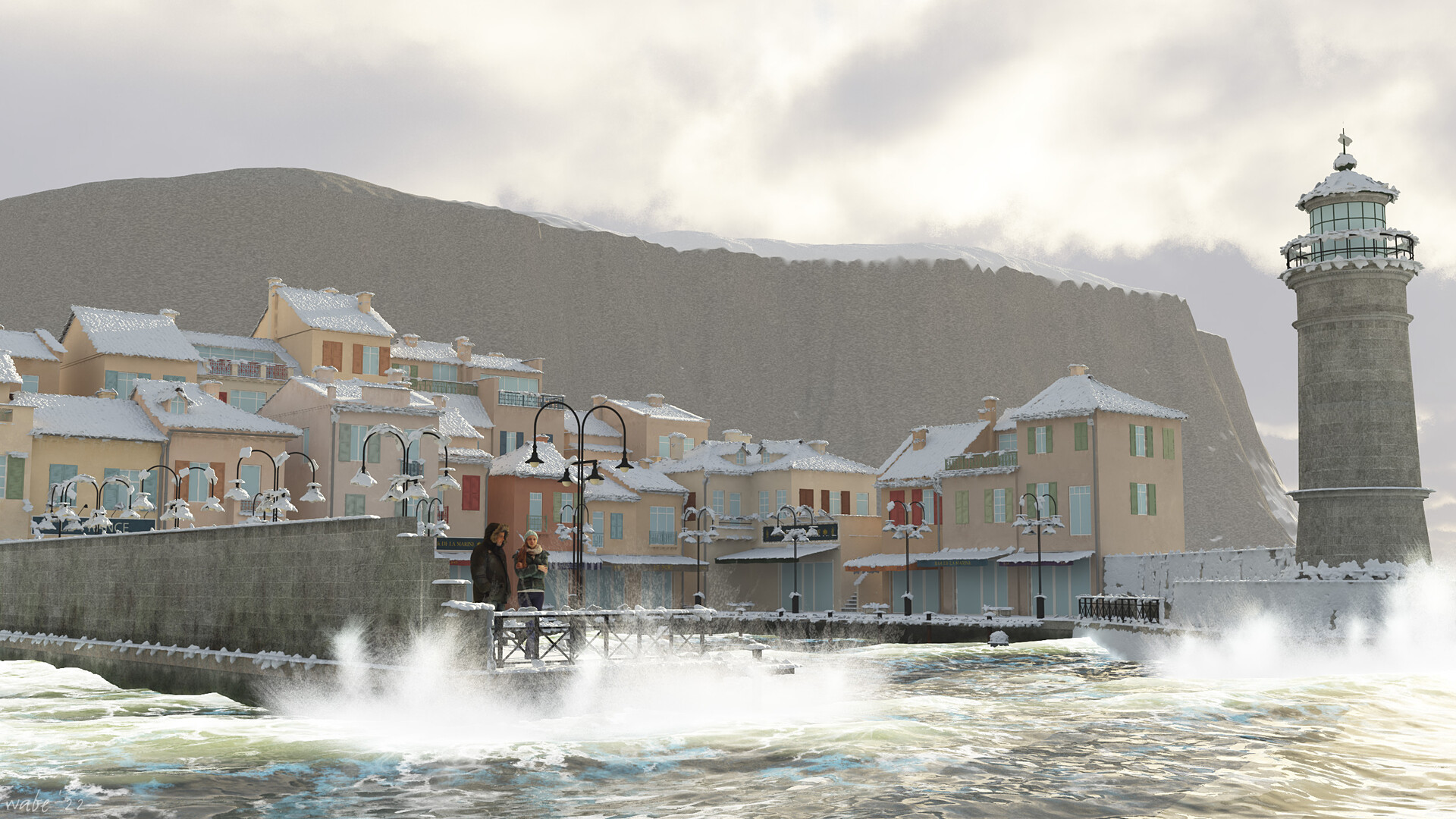 ArtStation - Winter at the harbor