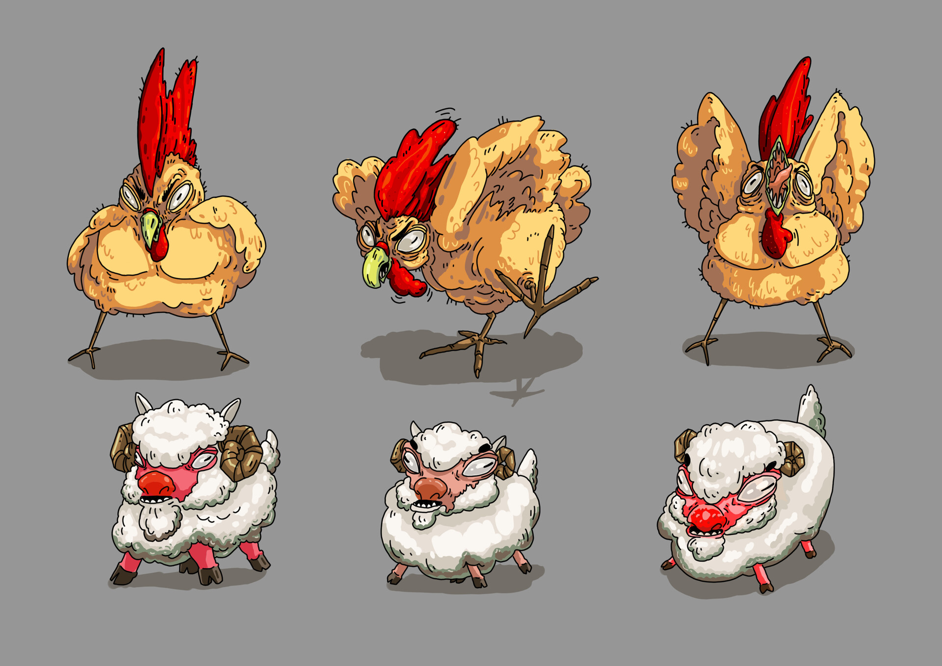 ArtStation - chiken, sheep and vegetable