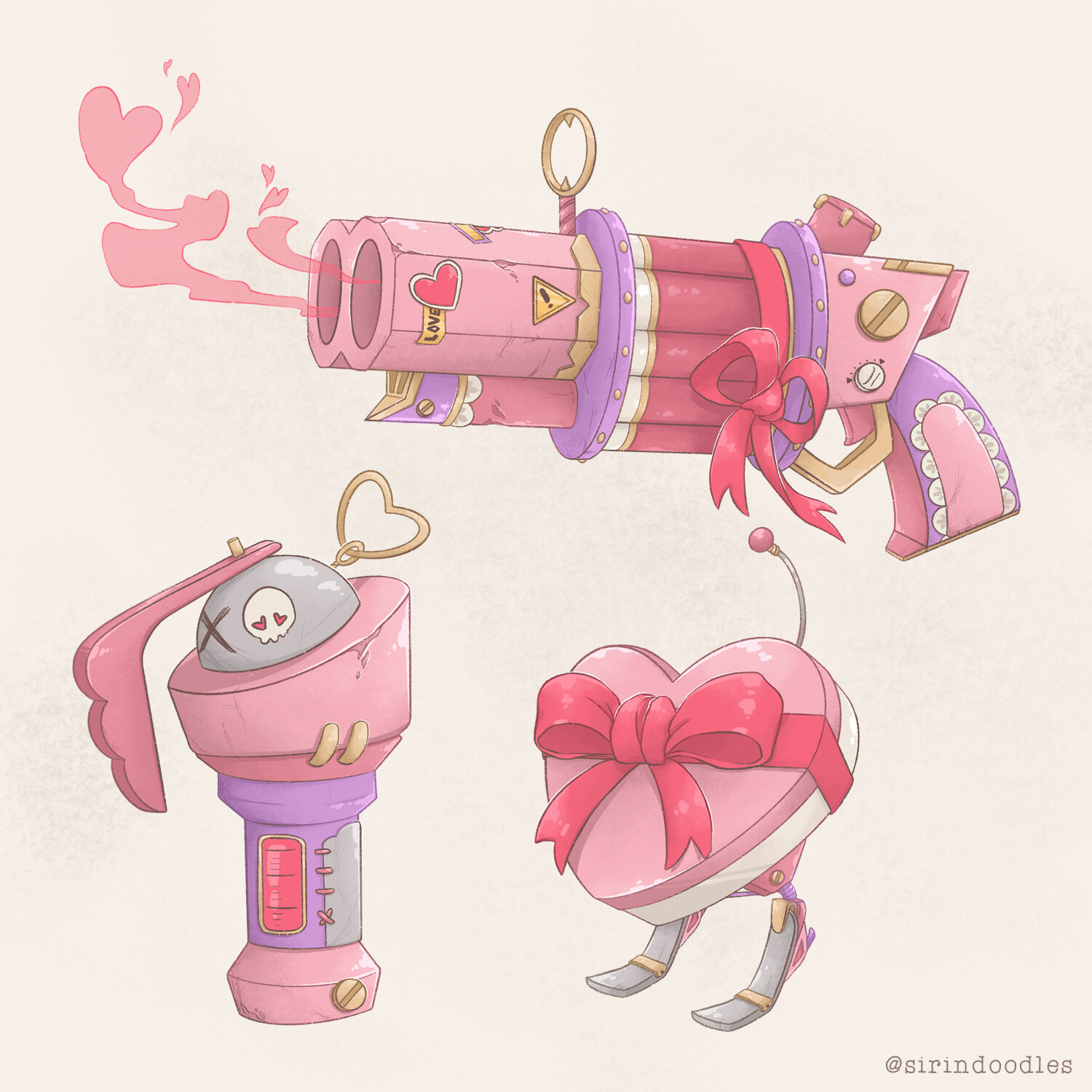ArtStation - V-day weapon props - 2D prop design