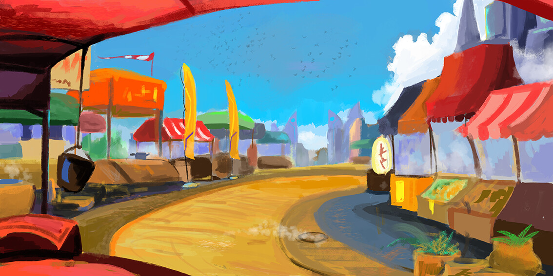 ArtStation - "The market" concept for a project "the gates fall".