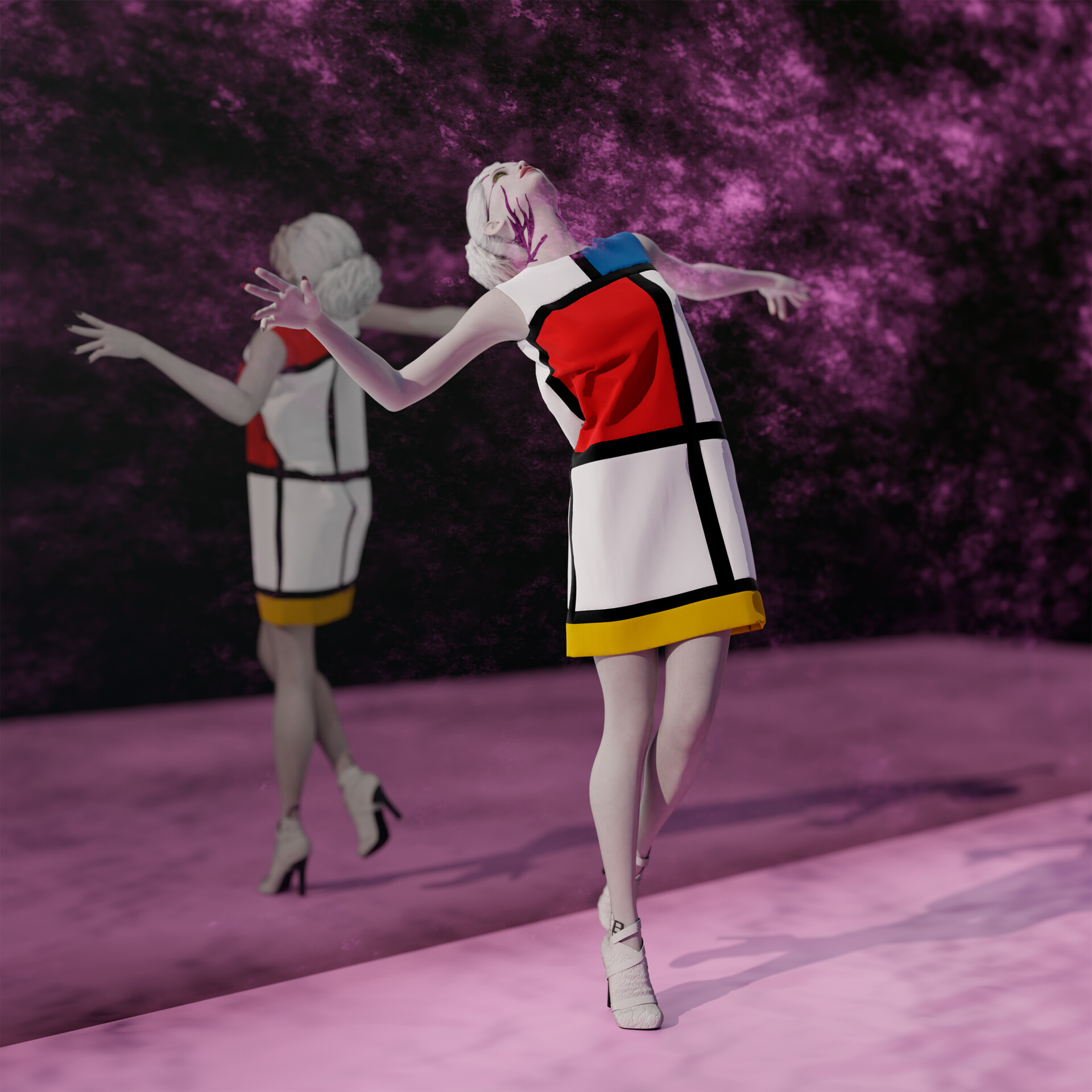 ArtStation - Mondrian_Marvelous designer_3dfashion