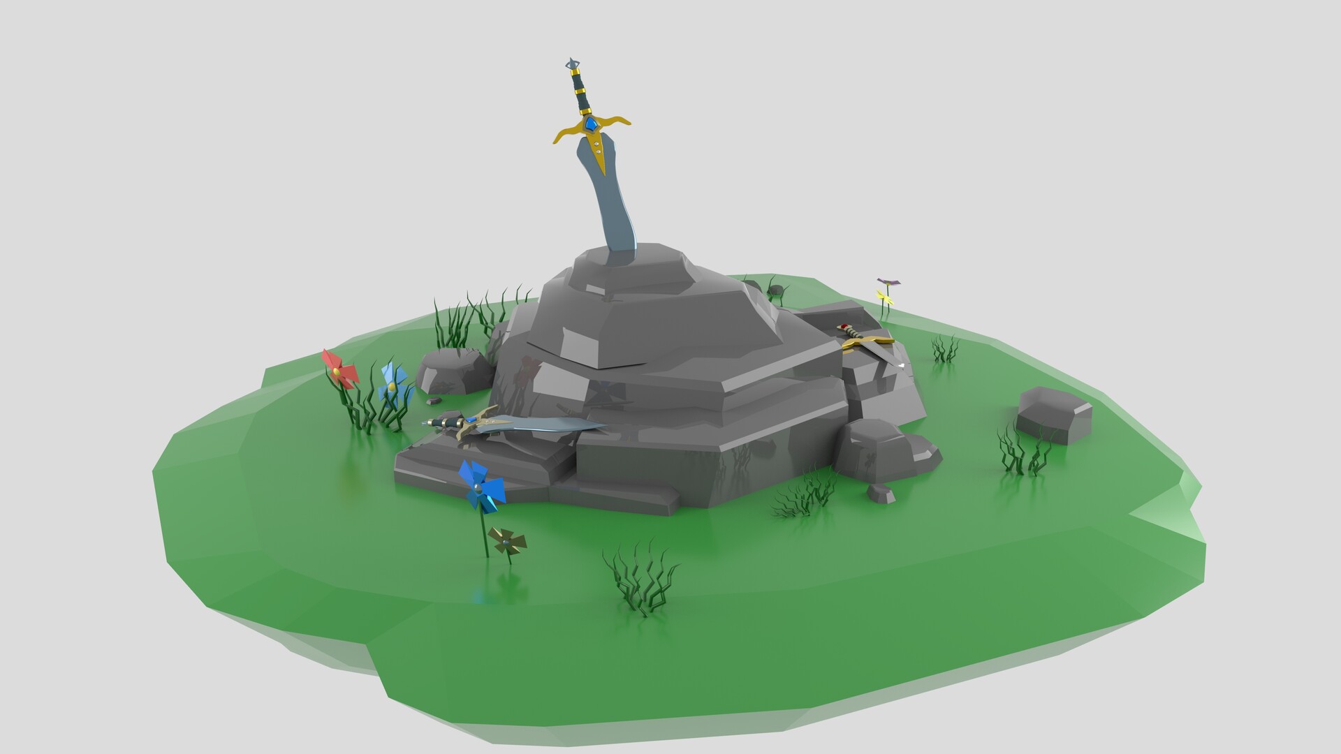ArtStation - Low Poly Sword in Stone