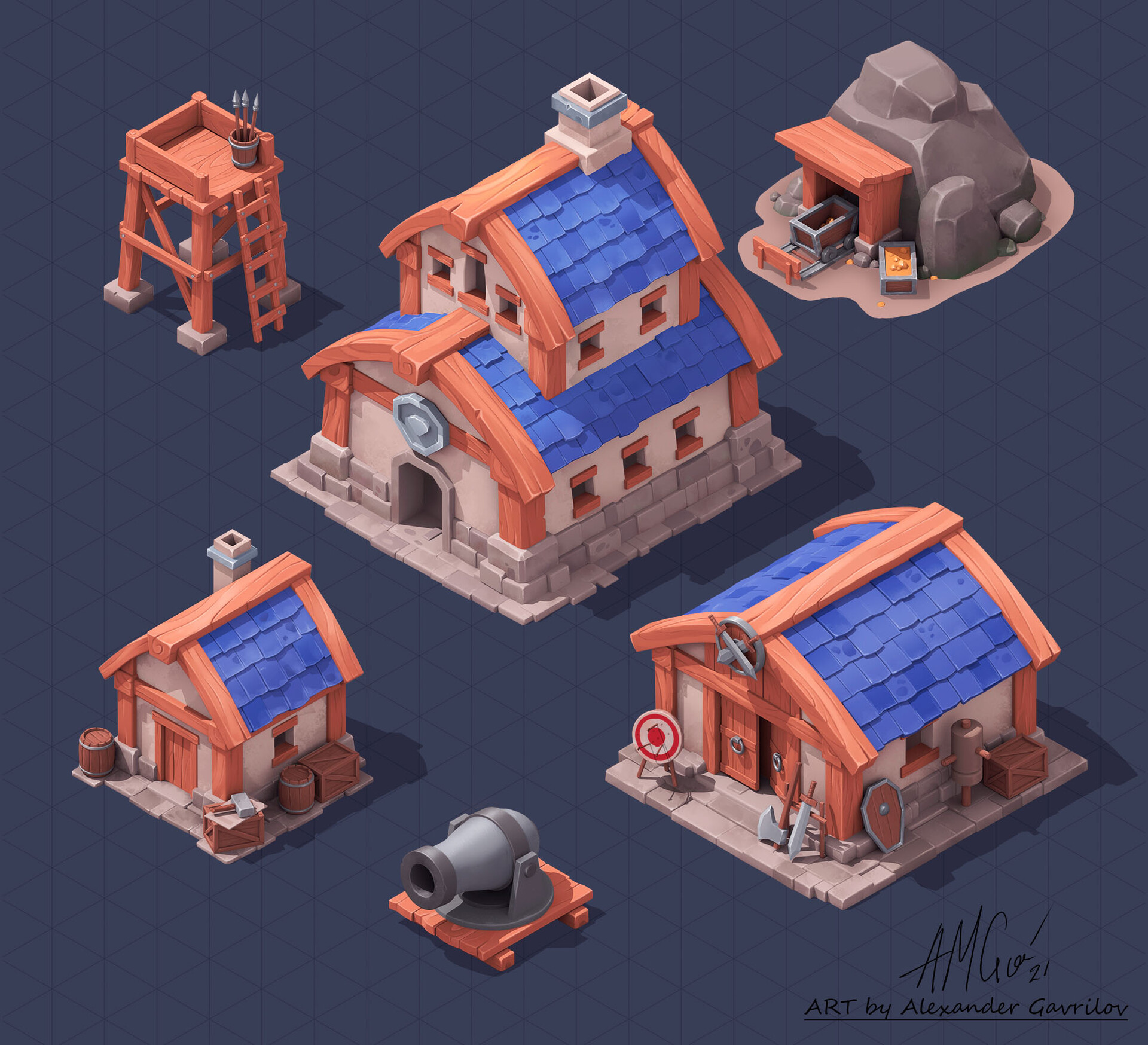 ArtStation - Isometric game buildings