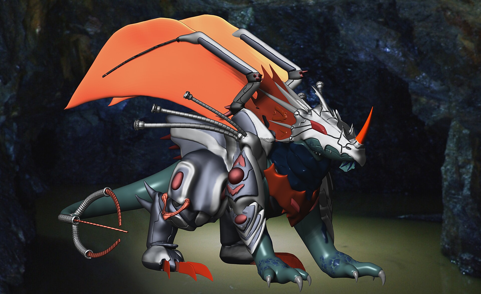 ArtStation - Digimon 2D\3D fanmade project:mega form Kelsedramon