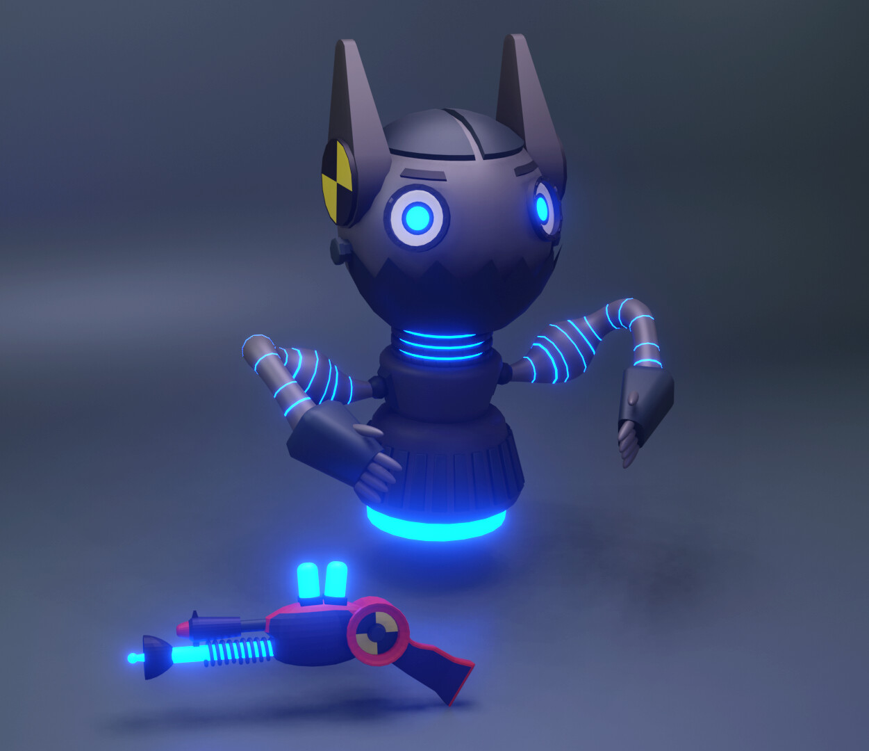 ArtStation - Low poly Test Robot and Gun