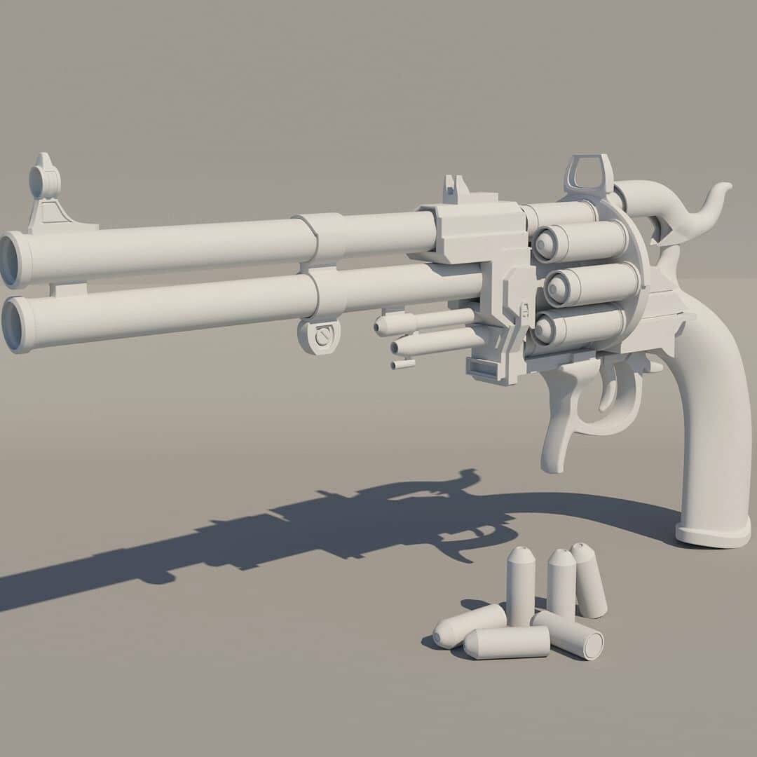 ArtStation - 3d double barrel gun