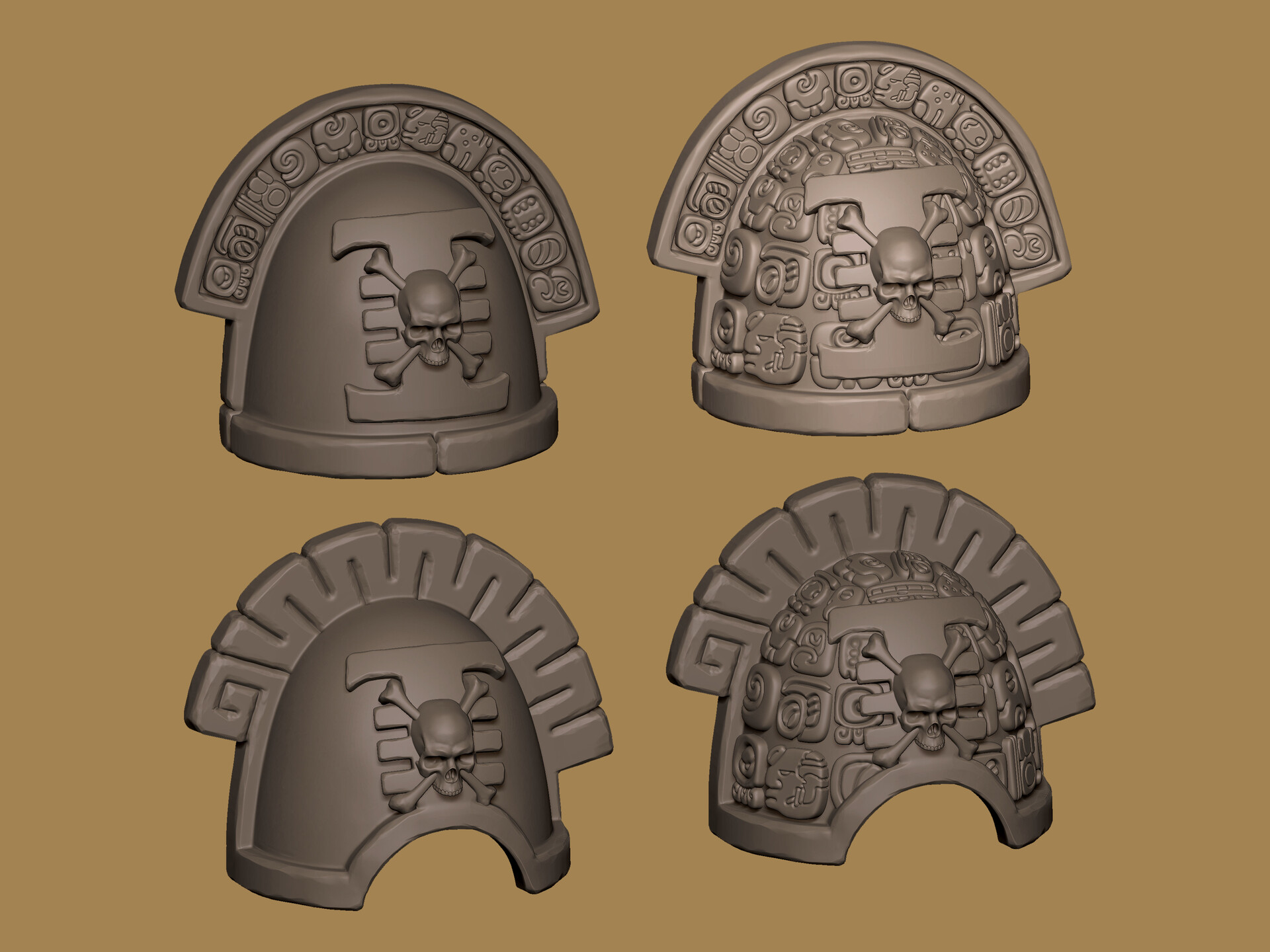 Sean H Bullough - Mesoamerican-themed Armored Pauldrons for 40K ...