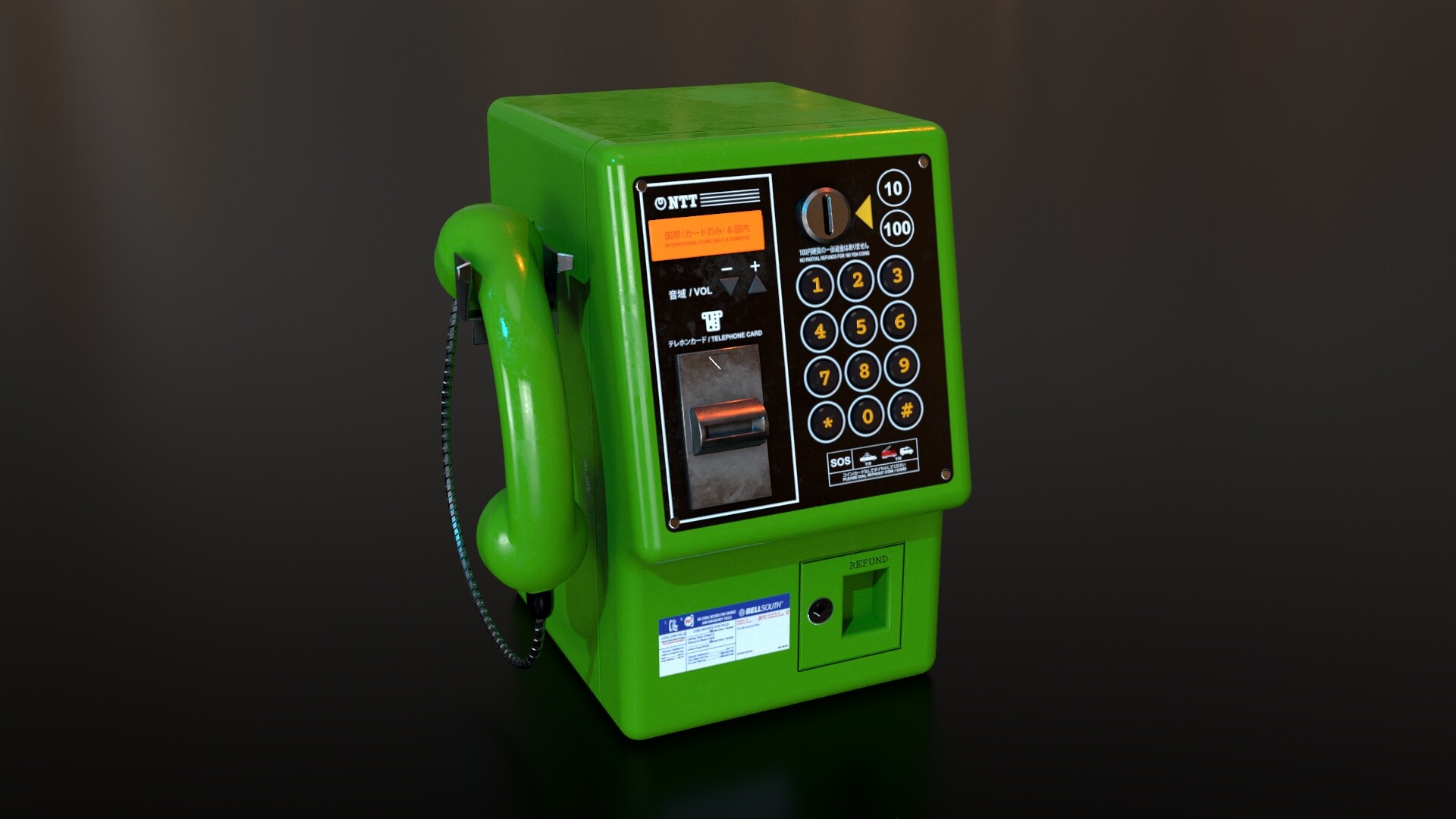 ArtStation - Japanese Payphone Game Ready Low-poly 3D model