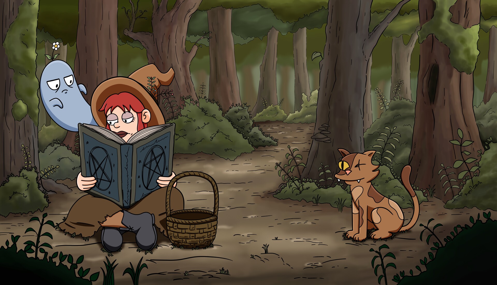 ArtStation - The witch, the cat and the ghost