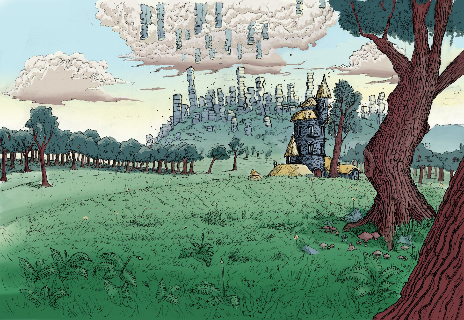 ArtStation - Fantasy town landscape