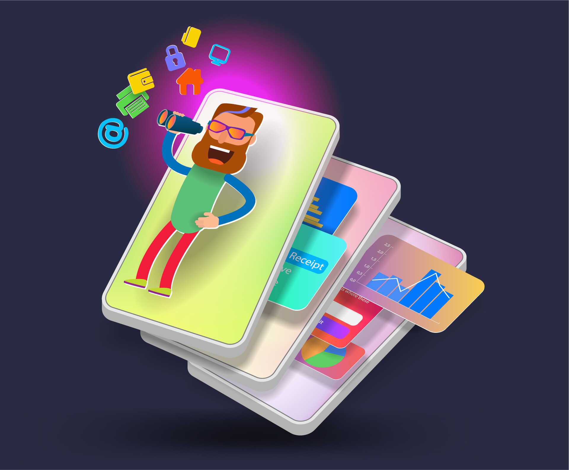 ArtStation - Web icon of a cartoon character looking through binoculars ...