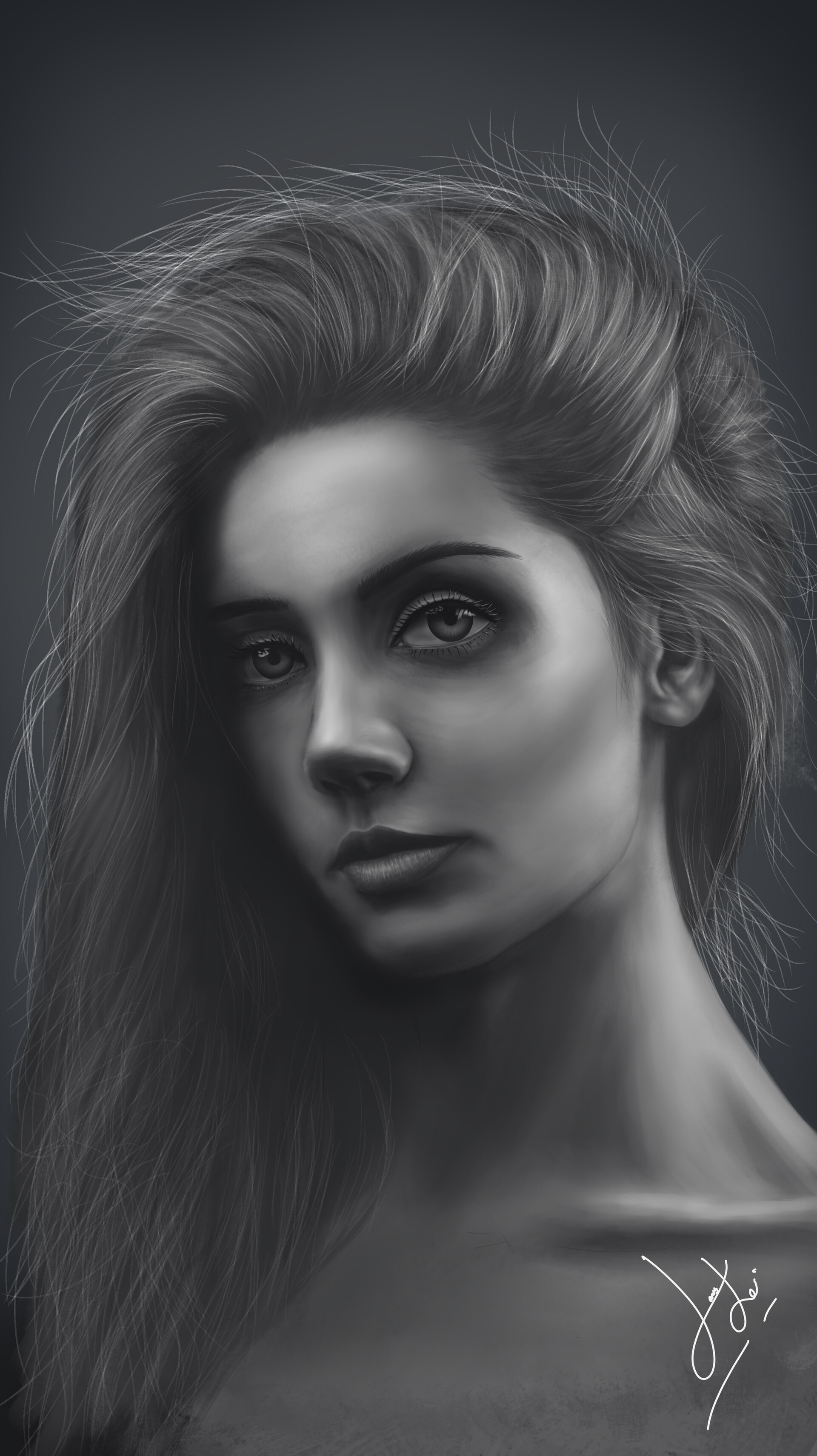ArtStation - Grayscale Portrait Painting #02