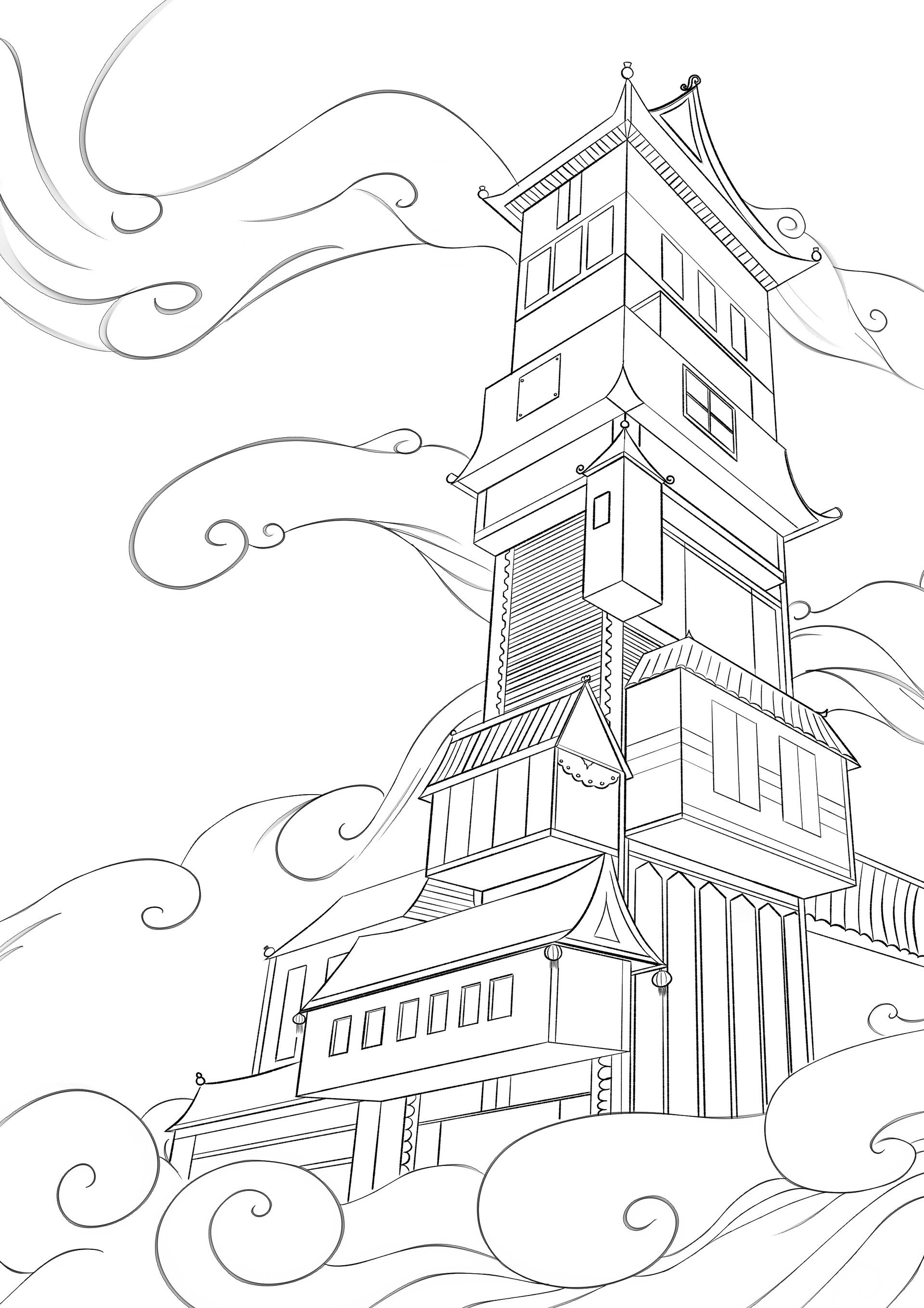 three point perspective building