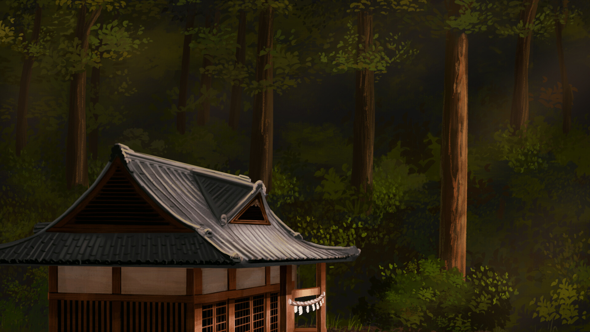 ArtStation - the shrine - background anime