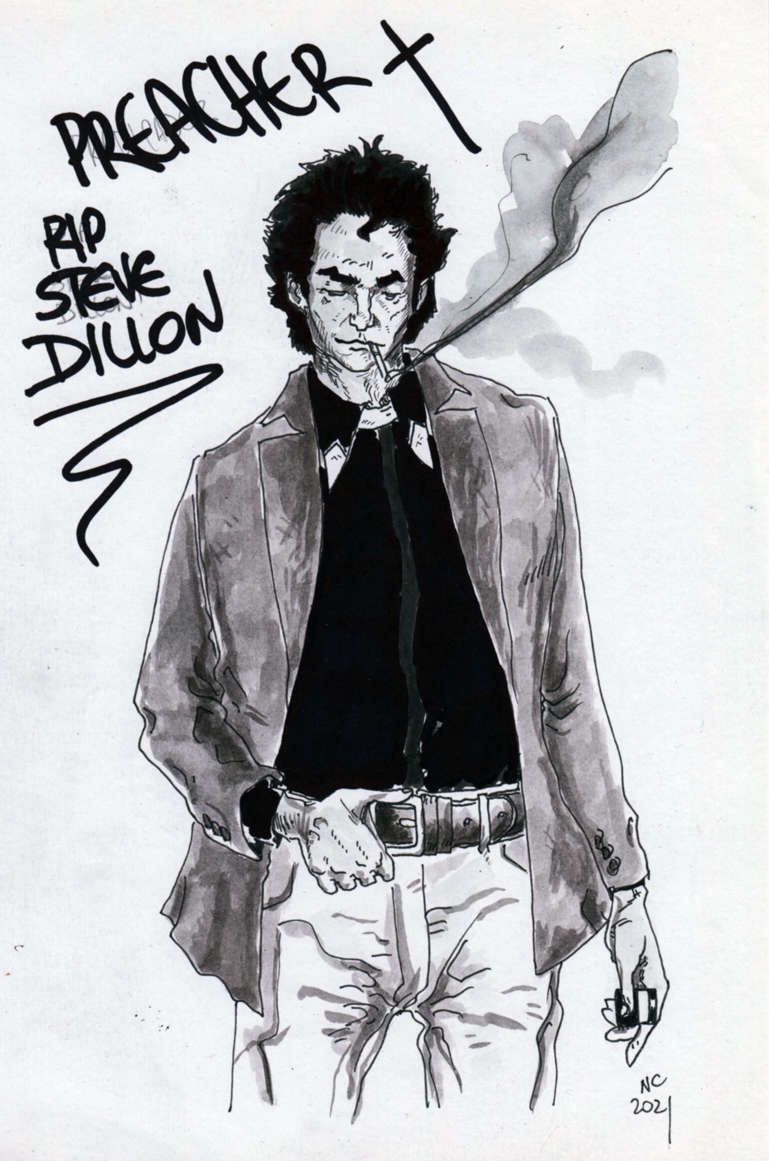 ArtStation - RIP Steve Dillon - Preacher