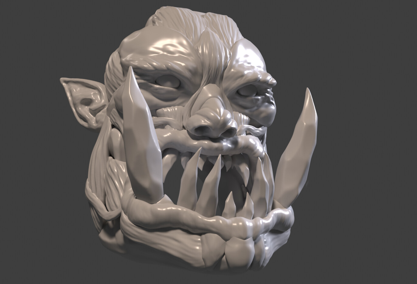 ArtStation - Warcraft Orc Skull & Facial Muscles Sculpt