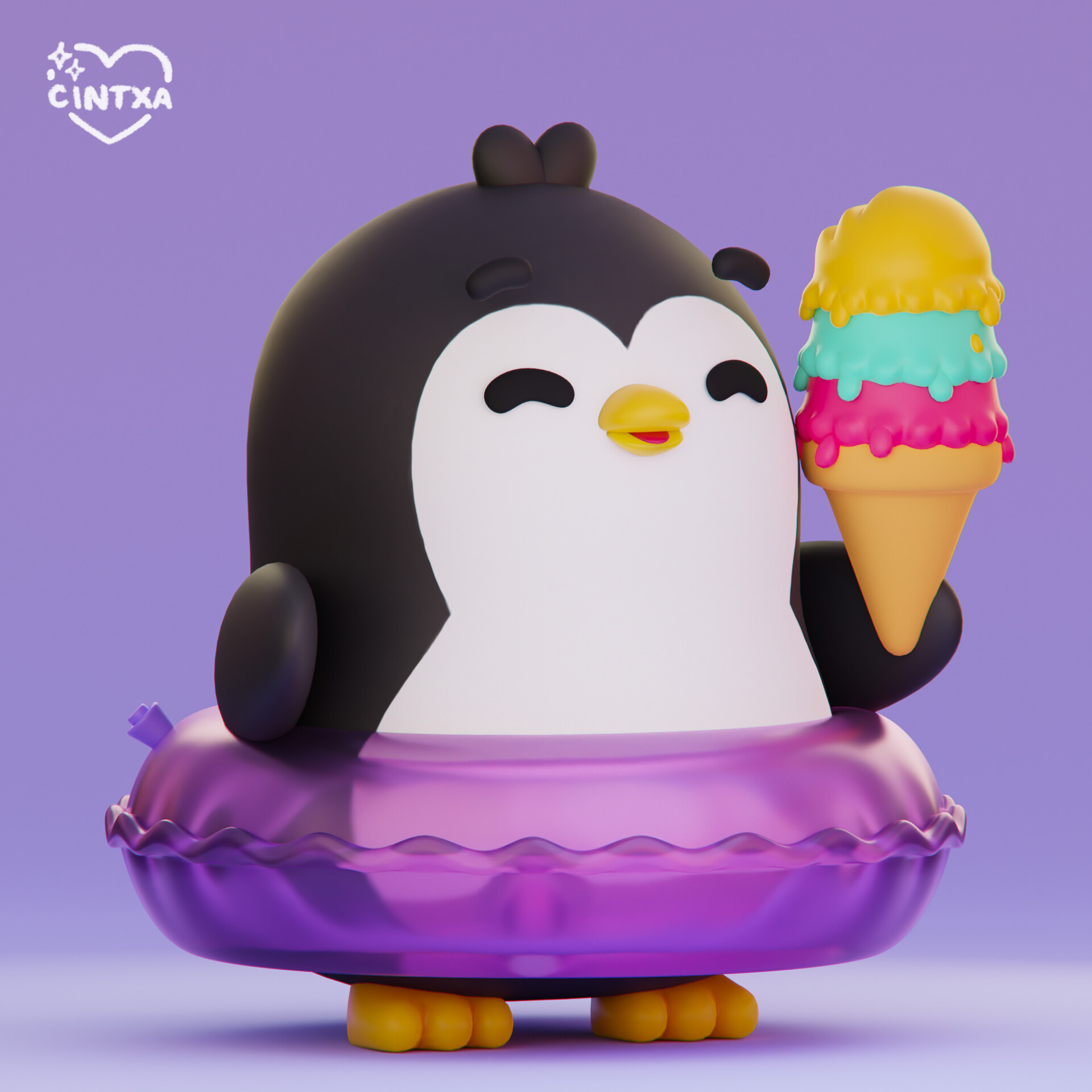 ArtStation - penguin enjoying the summer
