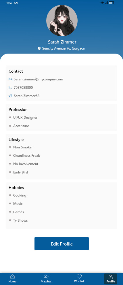 Komal Bisht - Mobile app design for flats and flatmate