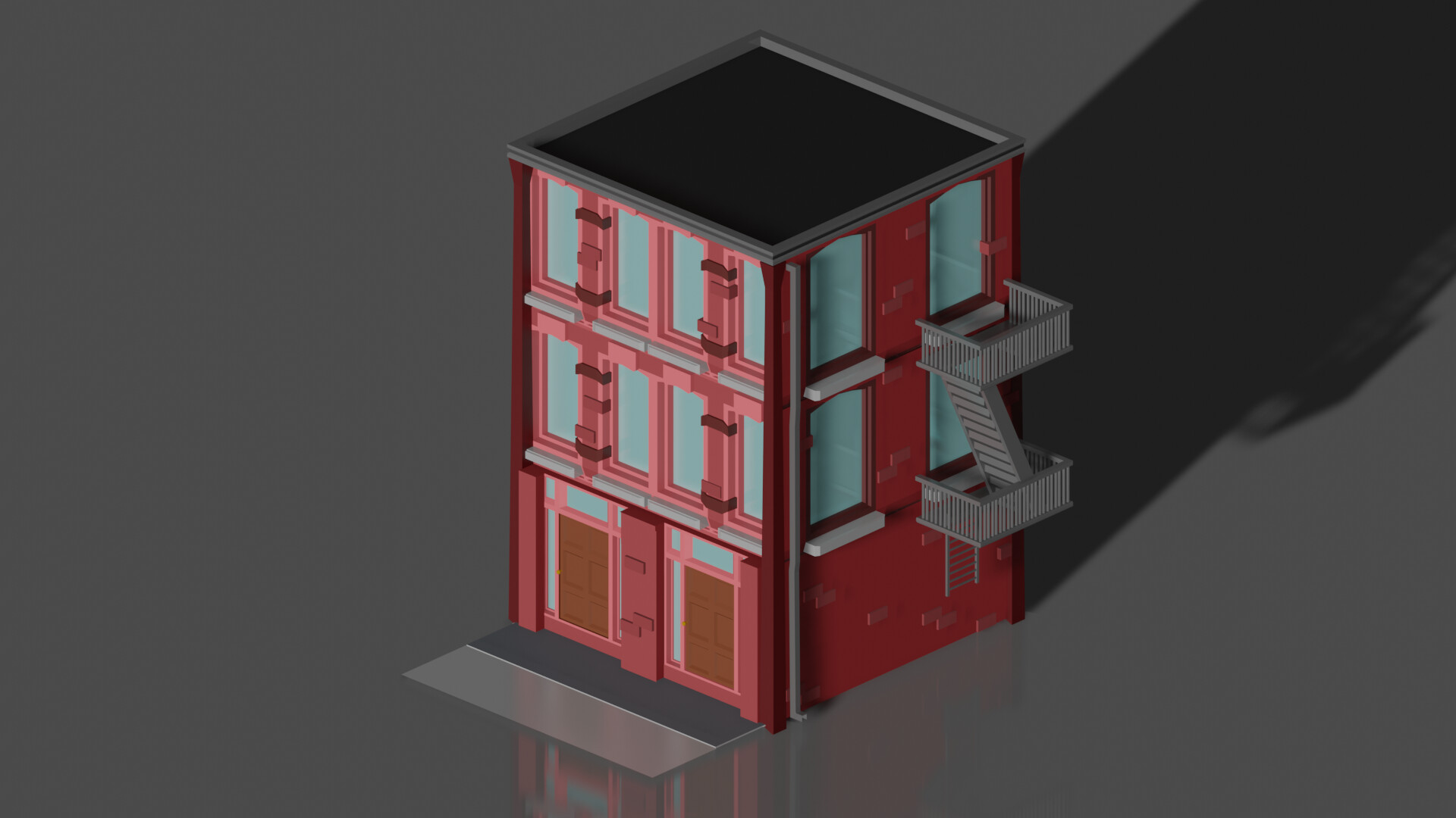 ArtStation - Isometrical Low Poly Brick Building
