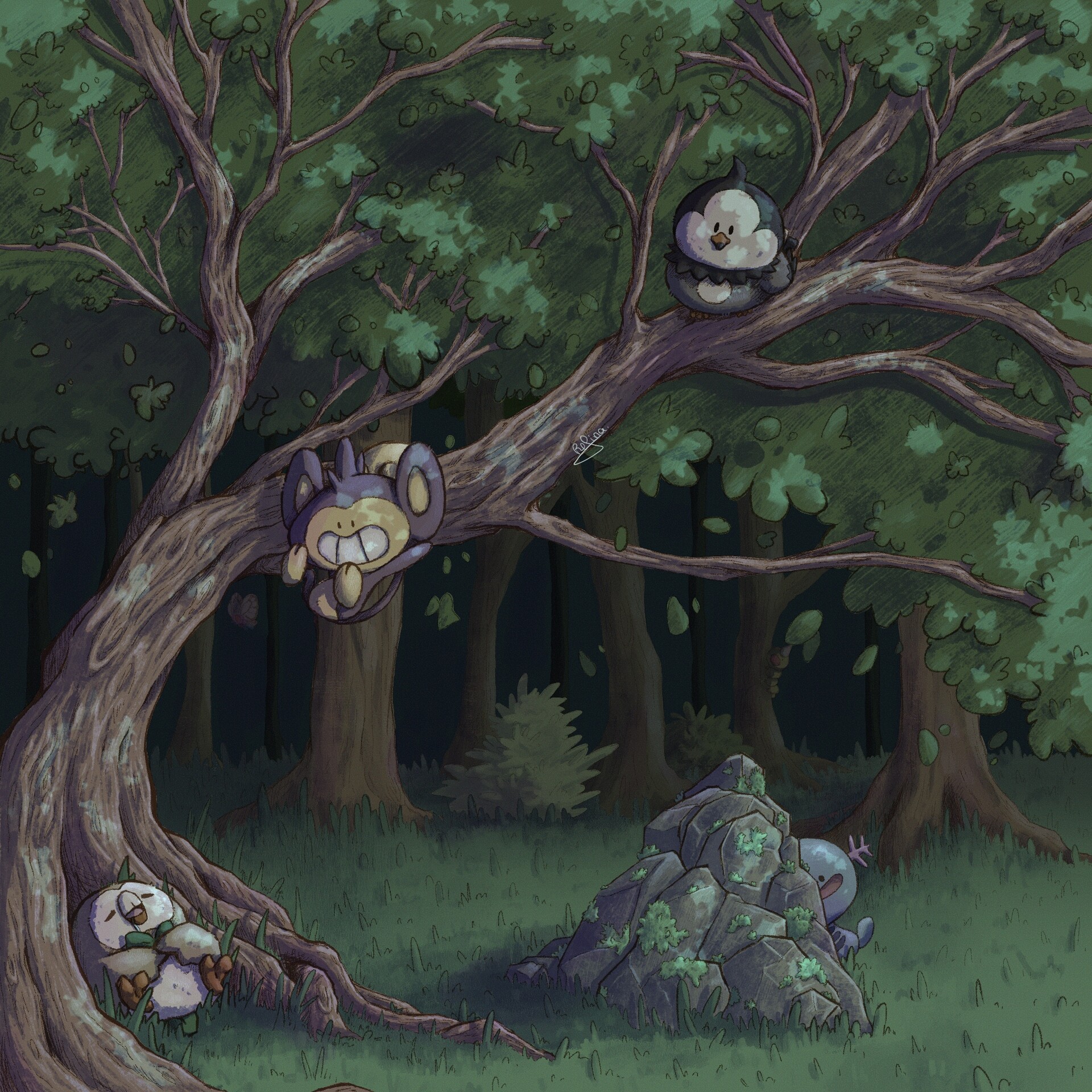 ArtStation - Forest at night