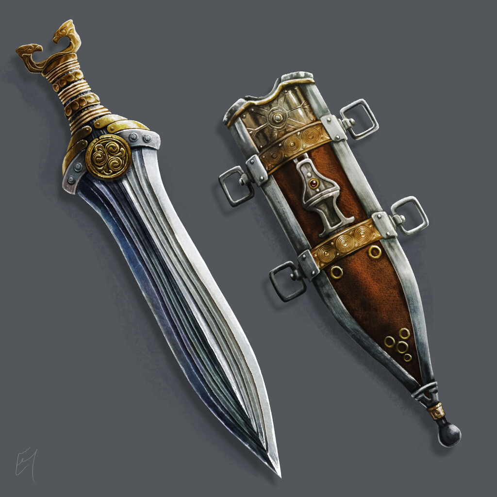 ArtStation - Dagger and scabbard