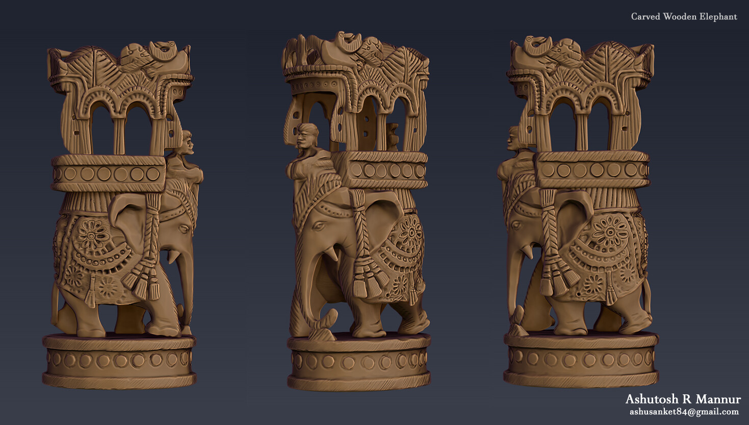 ArtStation - Carved Wooden Elephant