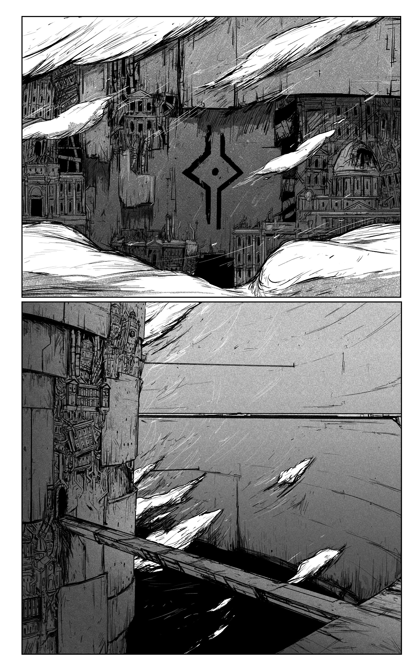 ArtStation - Decayed Architecture sketch