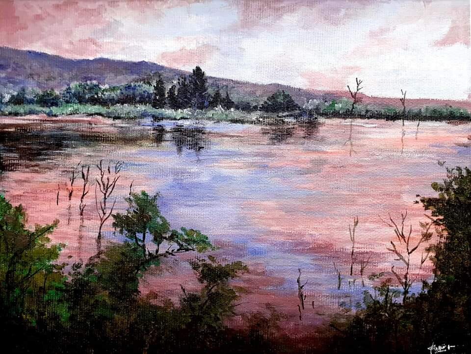 ArtStation - pink lake painting