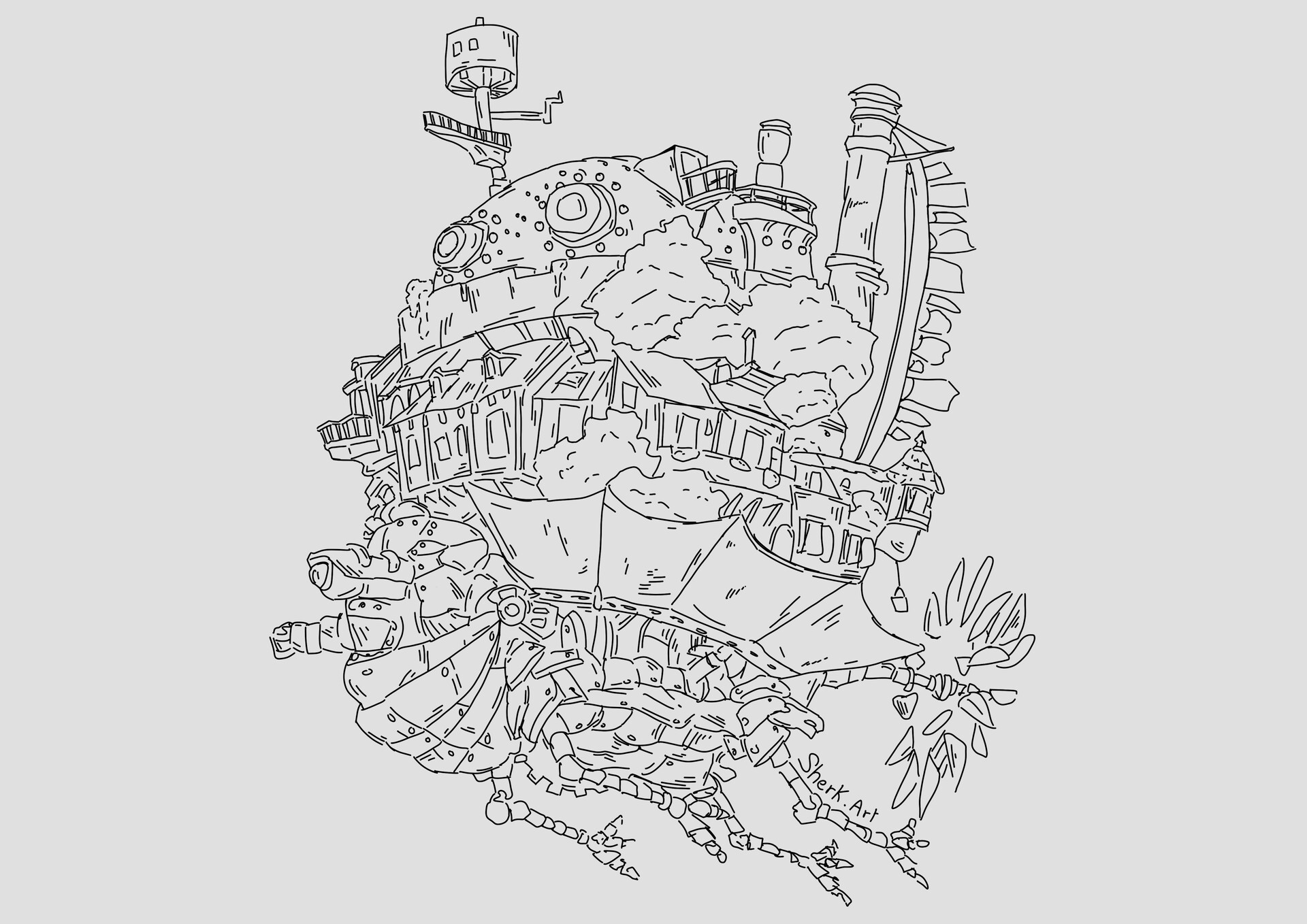 howl's moving castle coloring sheet