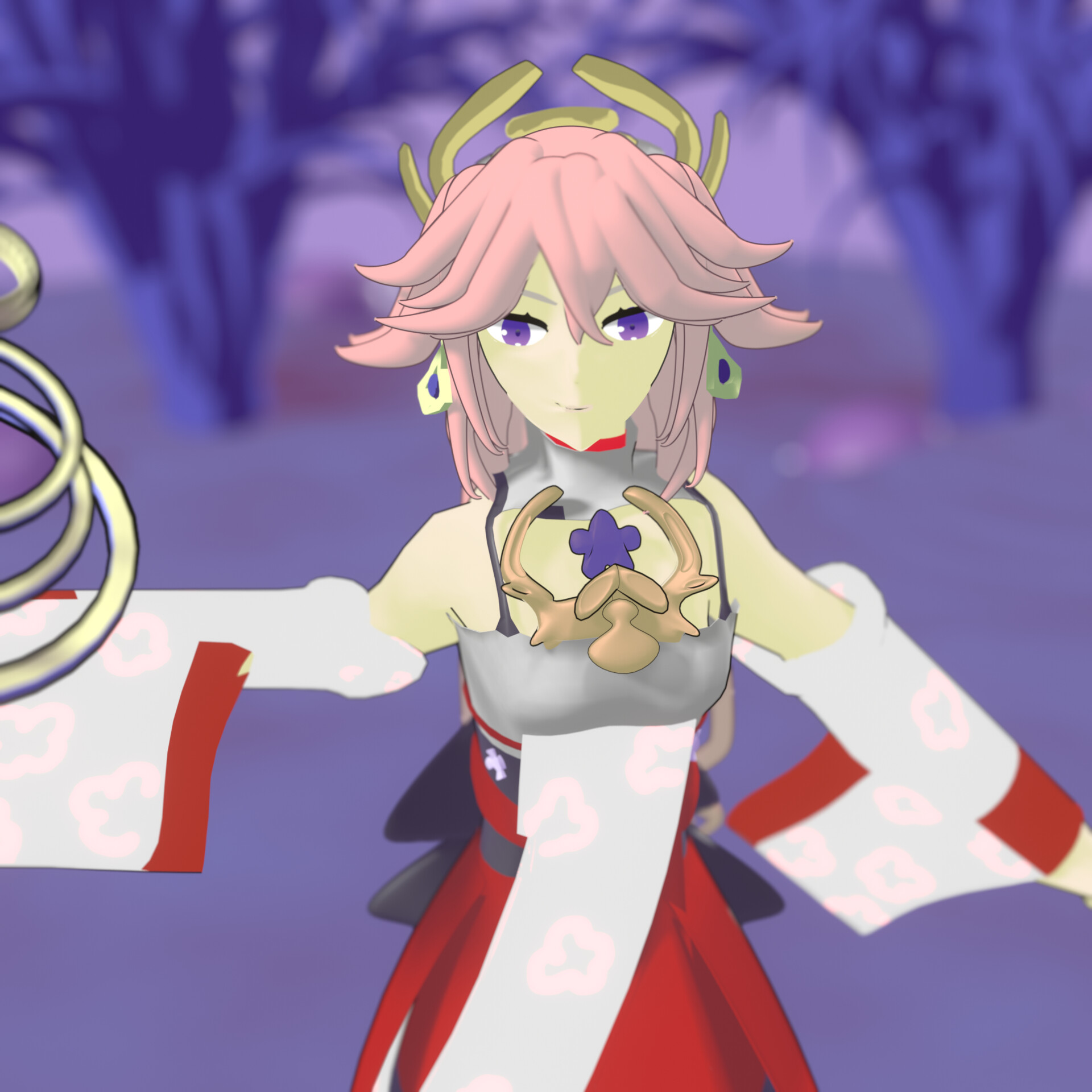 Artstation Yae Miko 3d Model Cel Shading