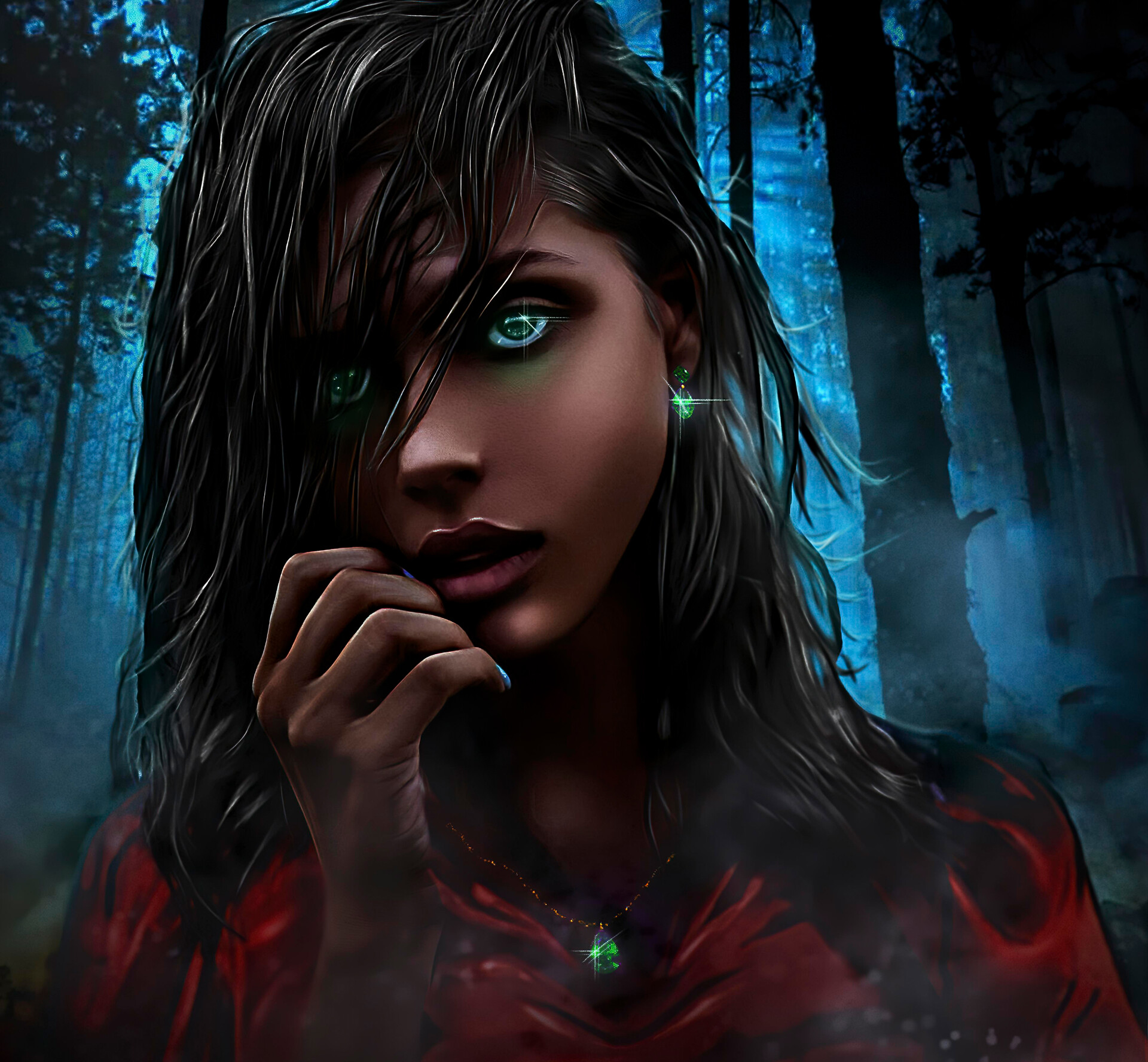 ArtStation - Night witch in the forest.