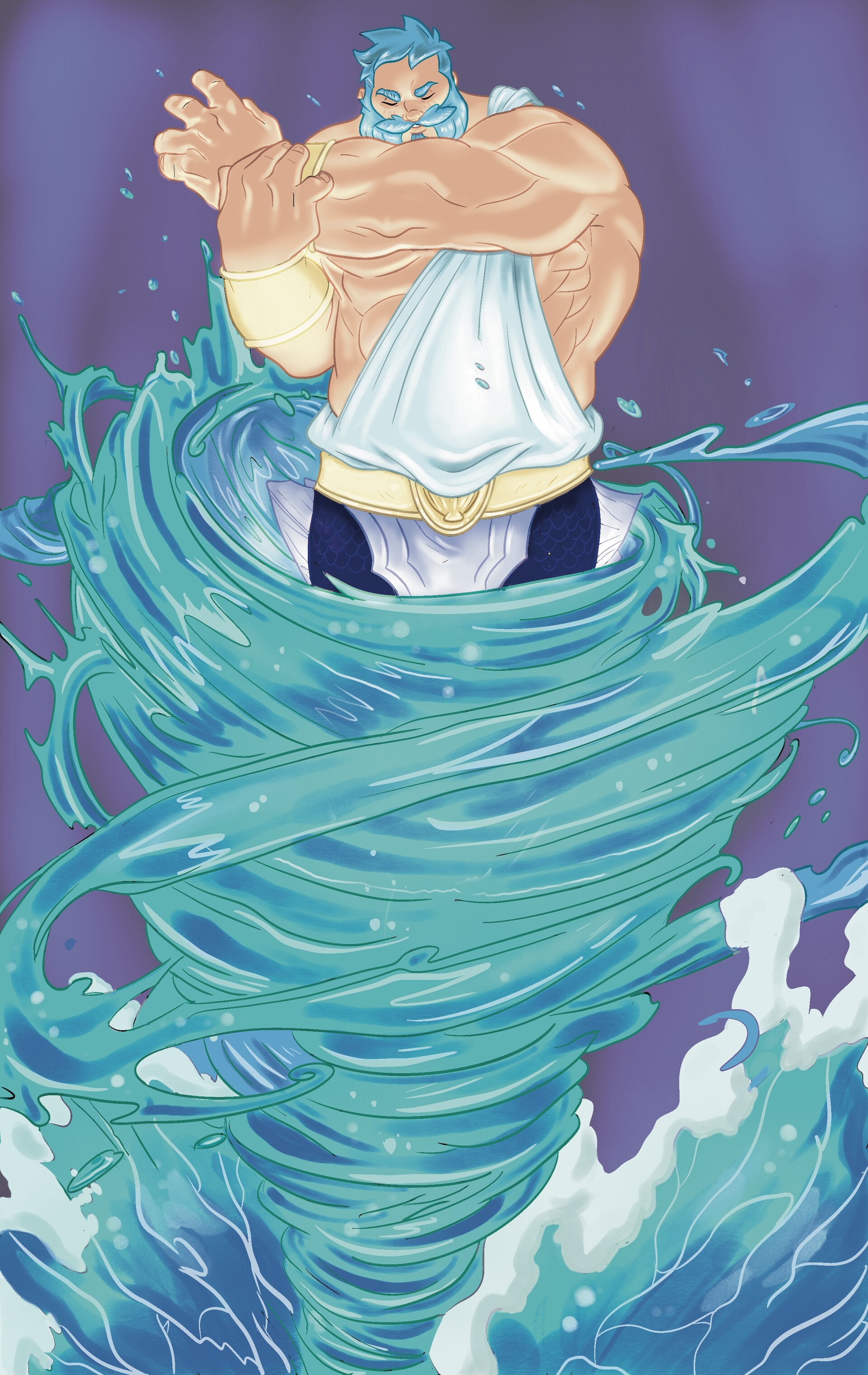 how to draw a water god