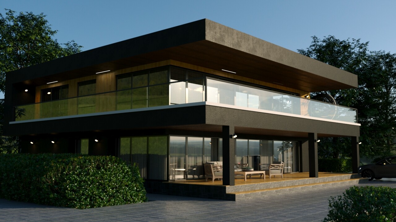 ArtStation - Exterior of a two-storey house