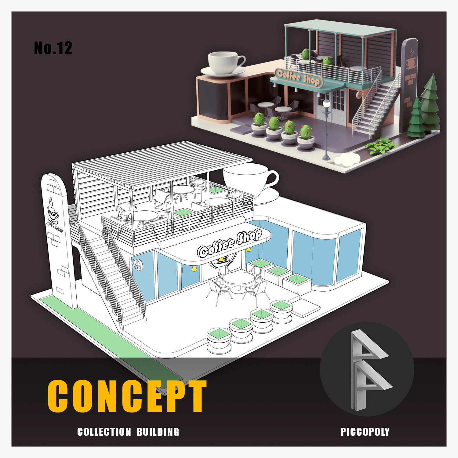 ArtStation - concept fantasy low poly building